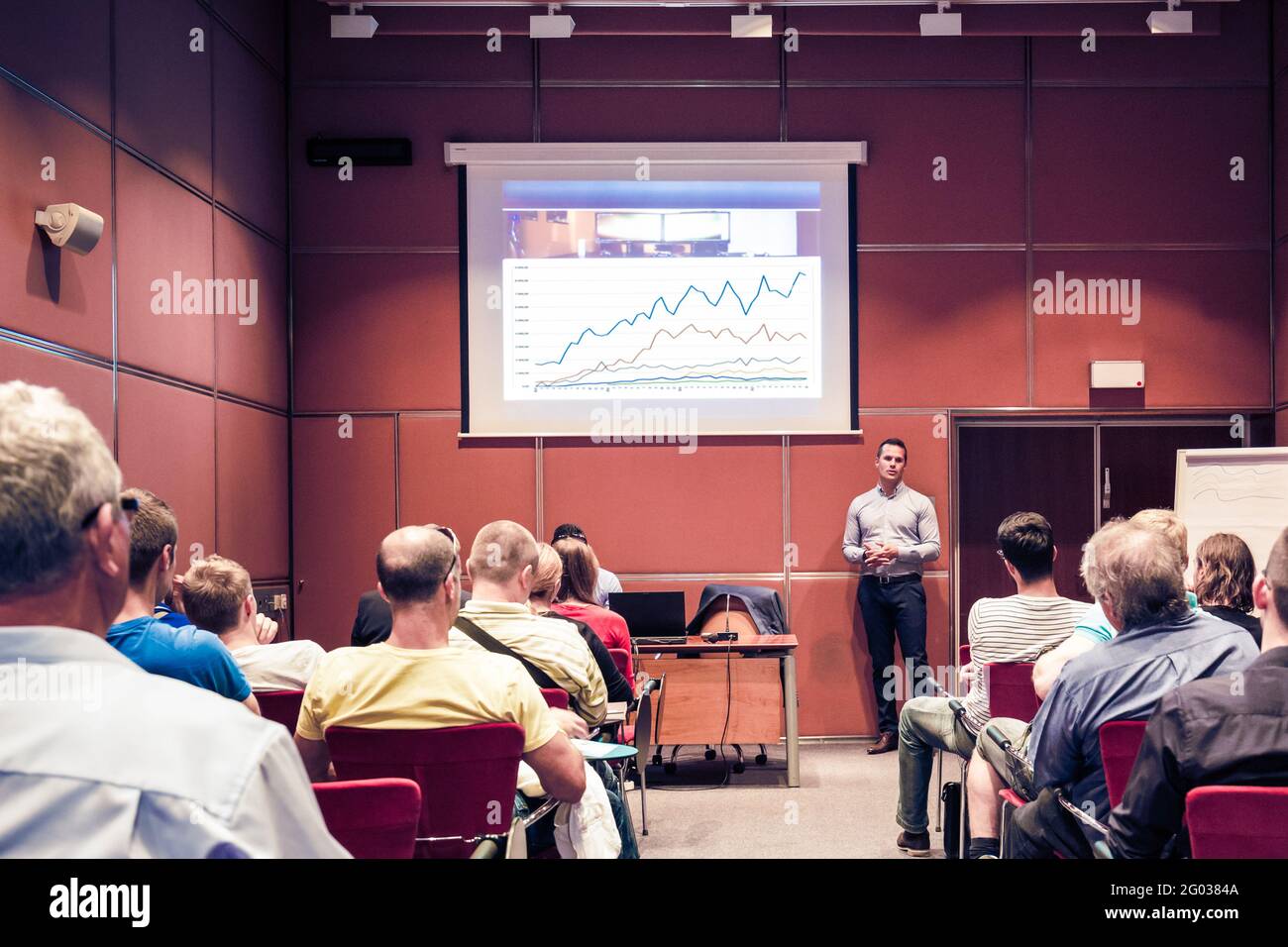 Business speaker giving talk at business conference event Stock Photo ...