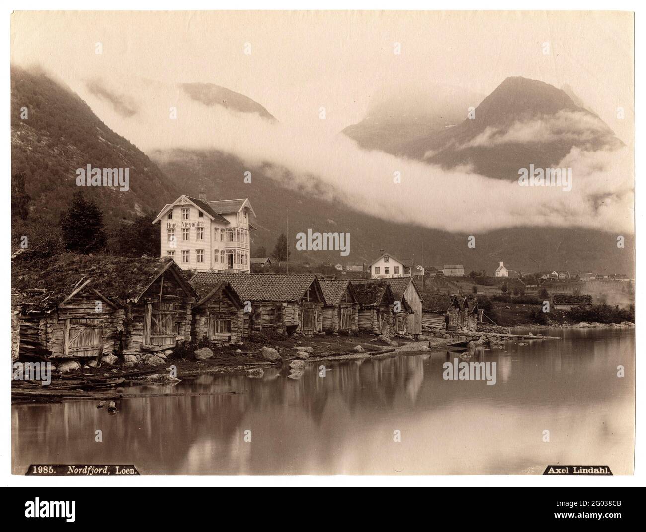 General view of the village of Loen at the end of the Nordfjorden, with ...