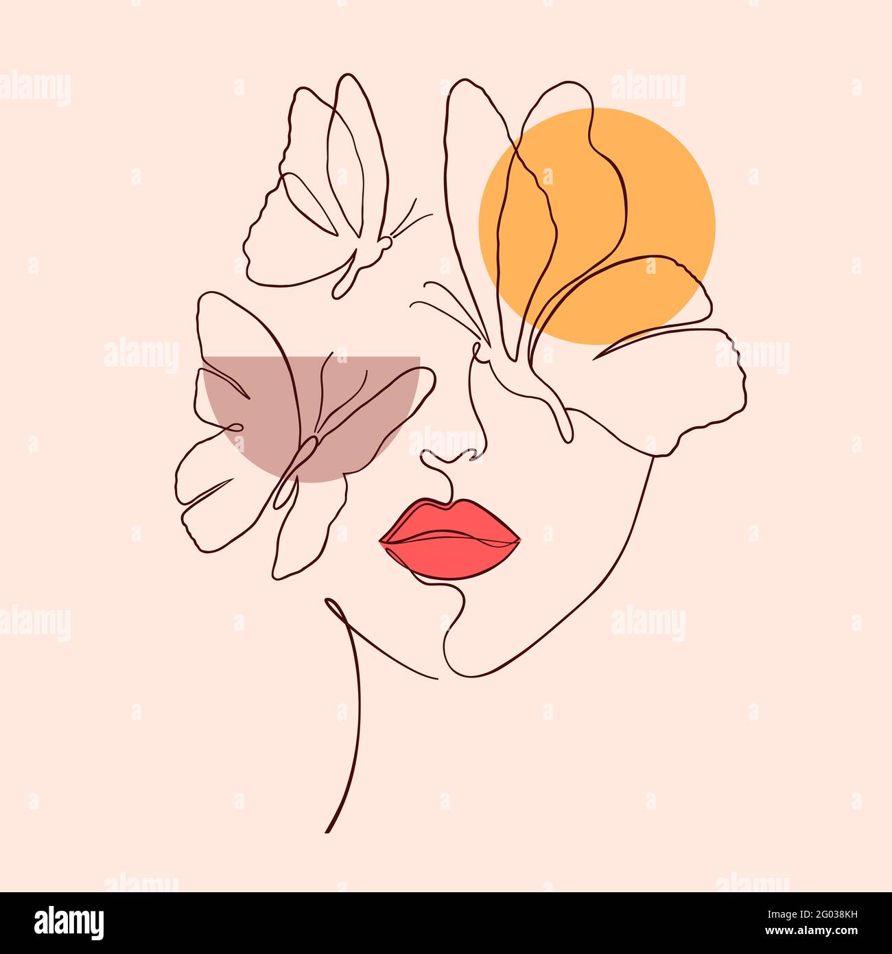 Poster With Minimal Woman Face Stock Vector Image And Art Alamy