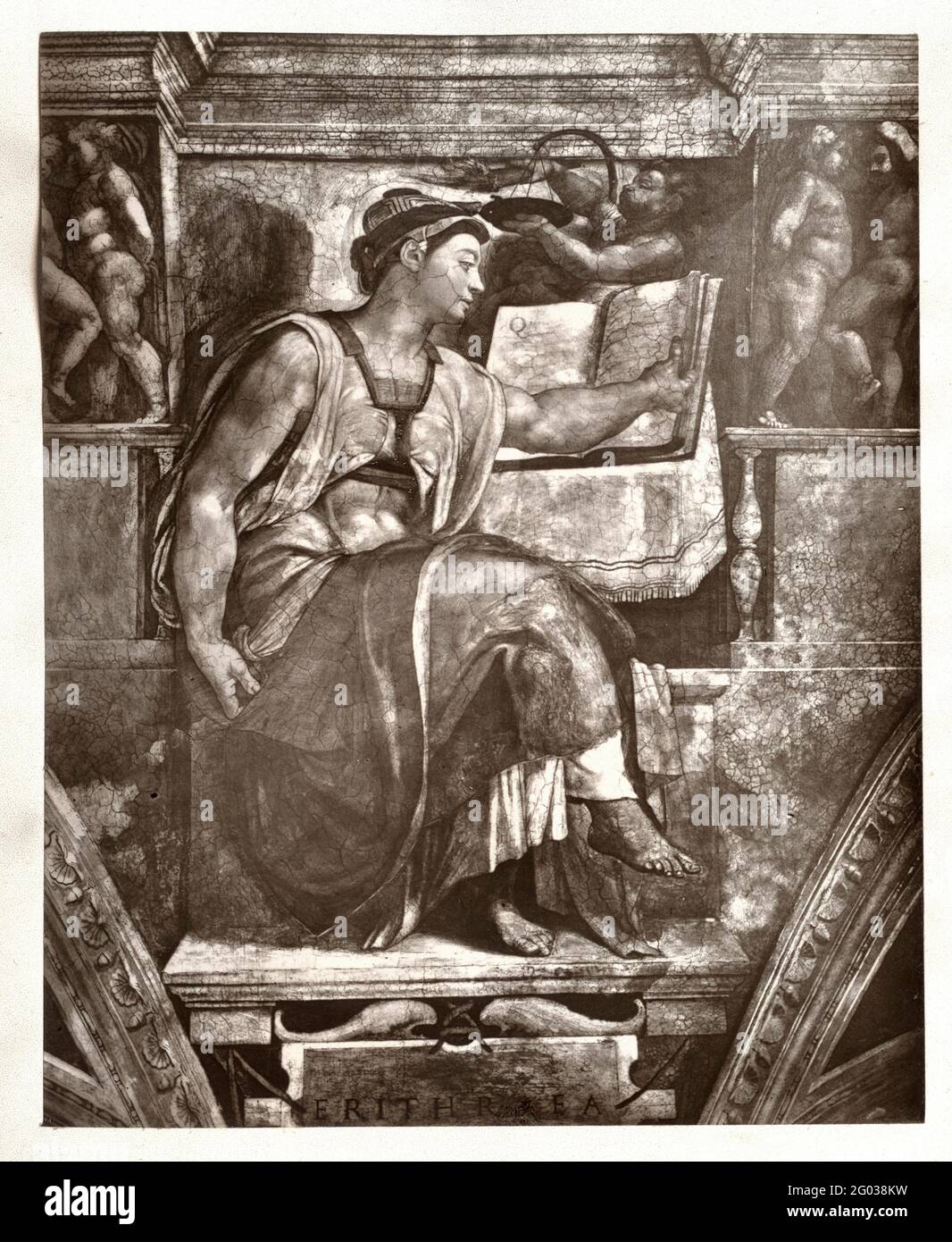 Fresco titled 'The Erythraean Sibyl' by Michelangelo Buonarroti (1475 ...
