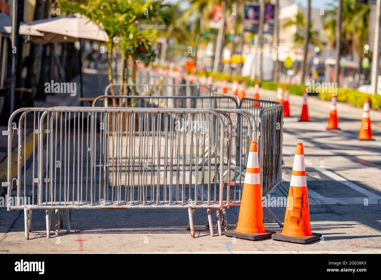 Crowd control barricades hi-res stock photography and images - Alamy