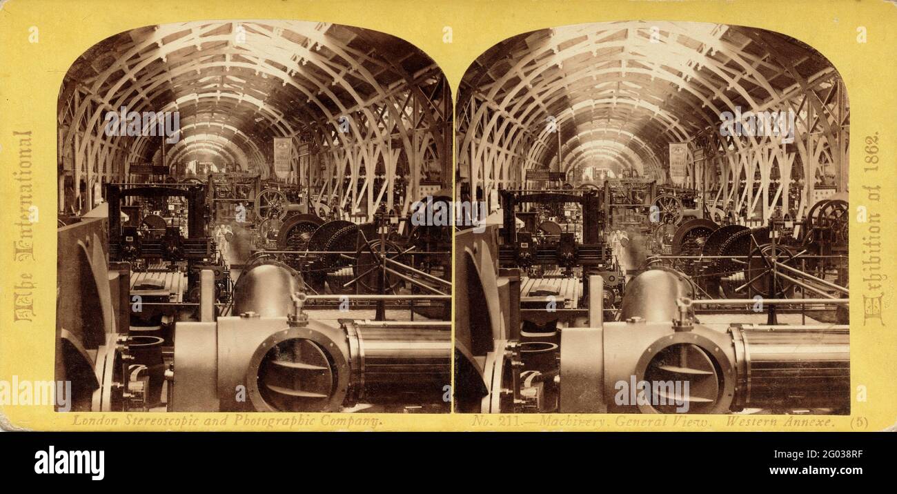 A stereoscopic view of machinery in the Western Annex at the ...