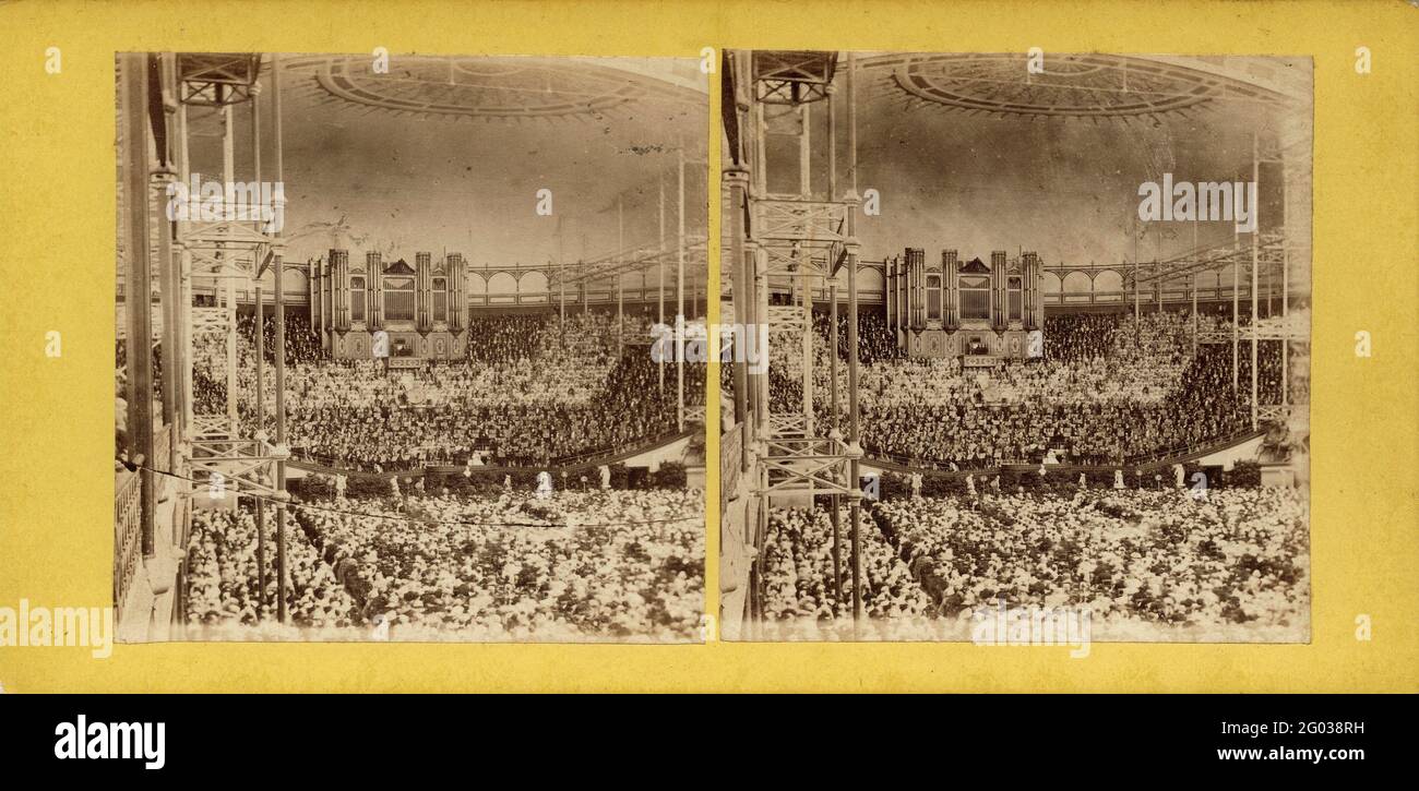 Stereoscopic view of a concert at the Crystal Palace at Sydenham Hill ...