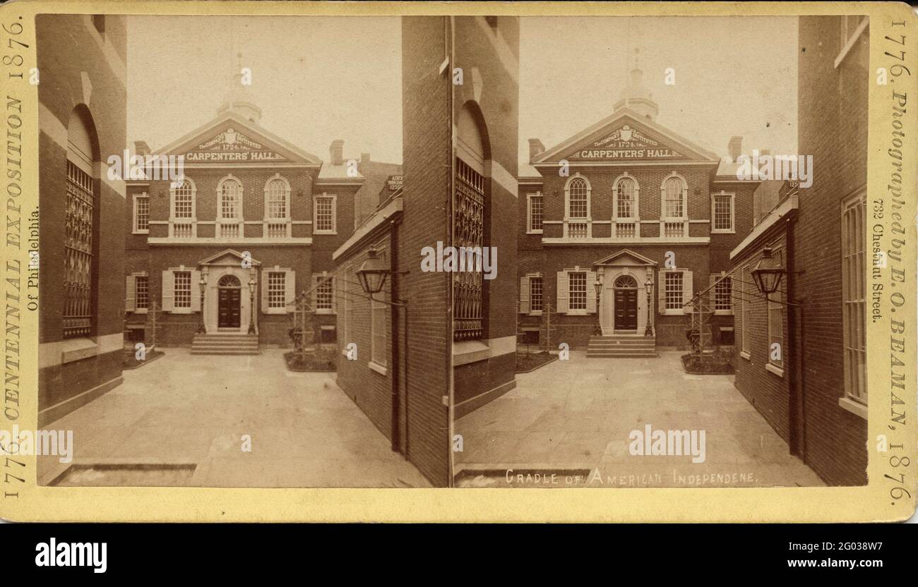 Stereoscopic view depicting an exterior view of Carpenters' Hall ...