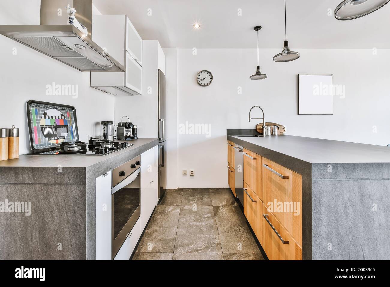 Beautiful and spacious kitchen in an elegant home Stock Photo - Alamy