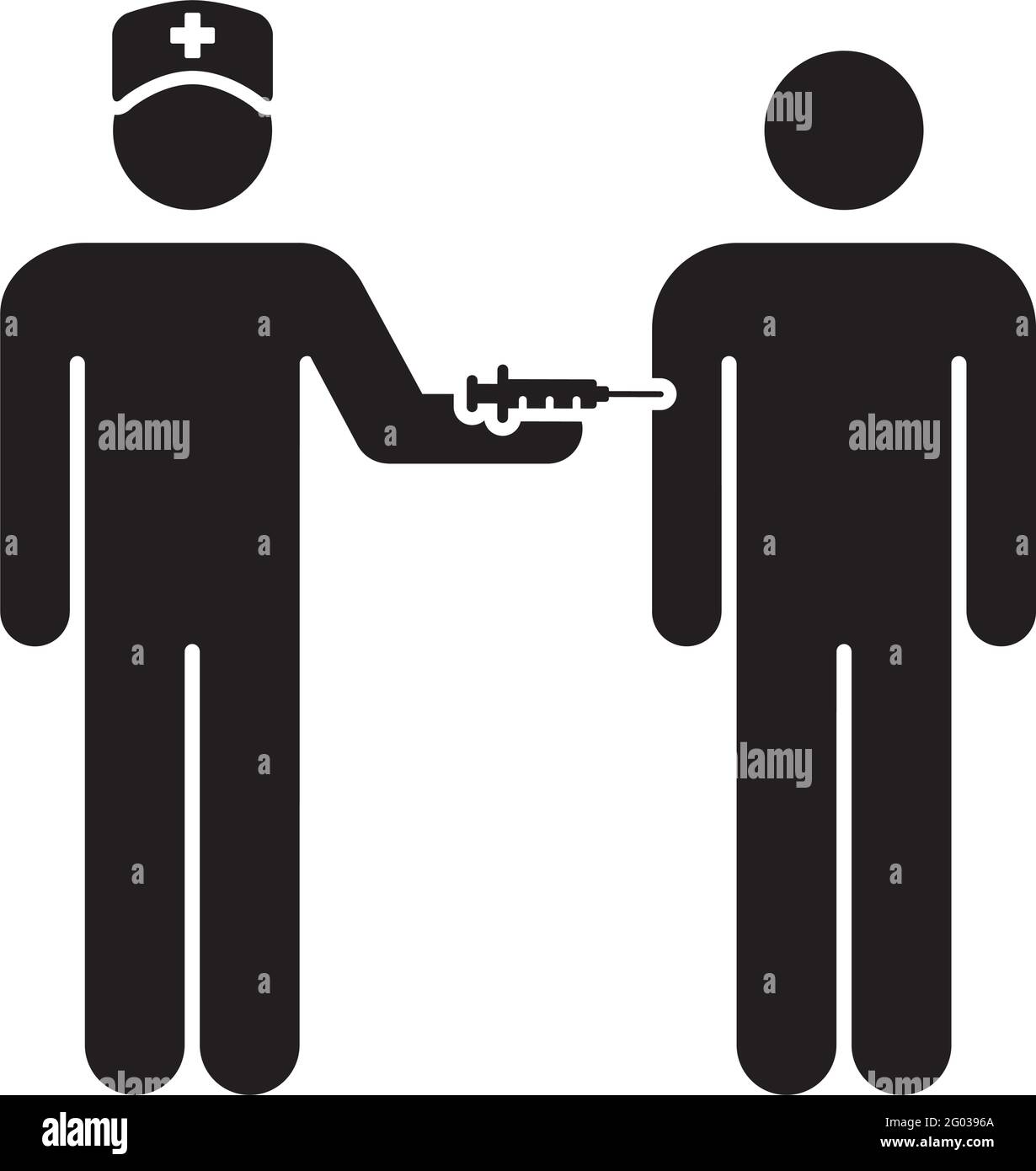 Vaccine icon vector with injection syringe person symbol for medical ...