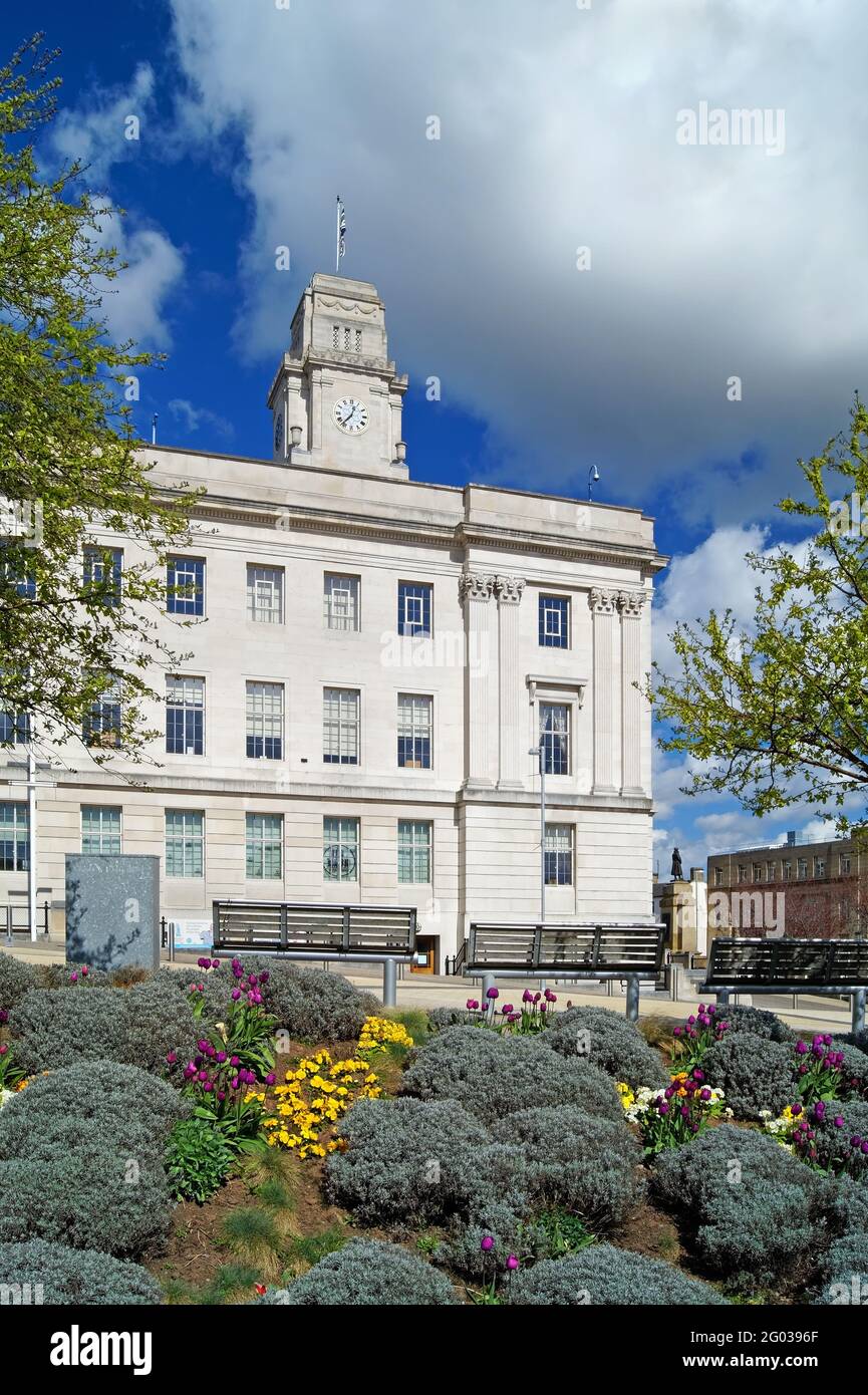 UK,South Yorkshire,Barnsley,Town Hall and Centenary Square Stock Photo ...