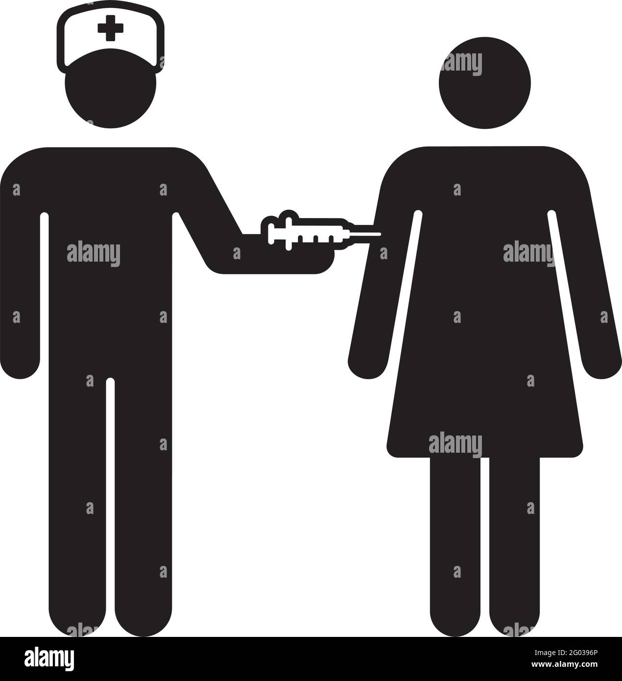 Vaccine icon vector with injection syringe person symbol for ...