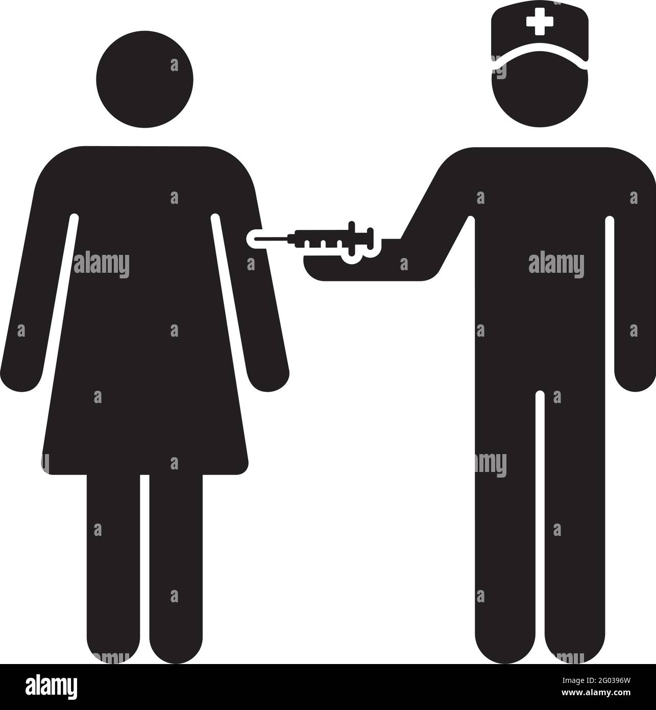 Vaccine icon vector with injection syringe person symbol for medical ...