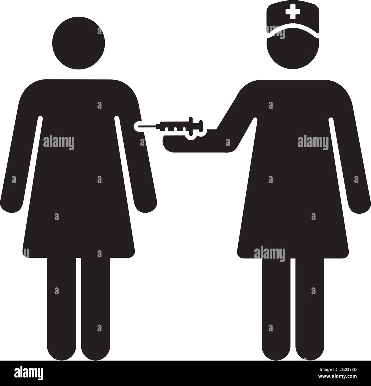 Vaccination icon vector with vaccine injection syringe person symbol ...