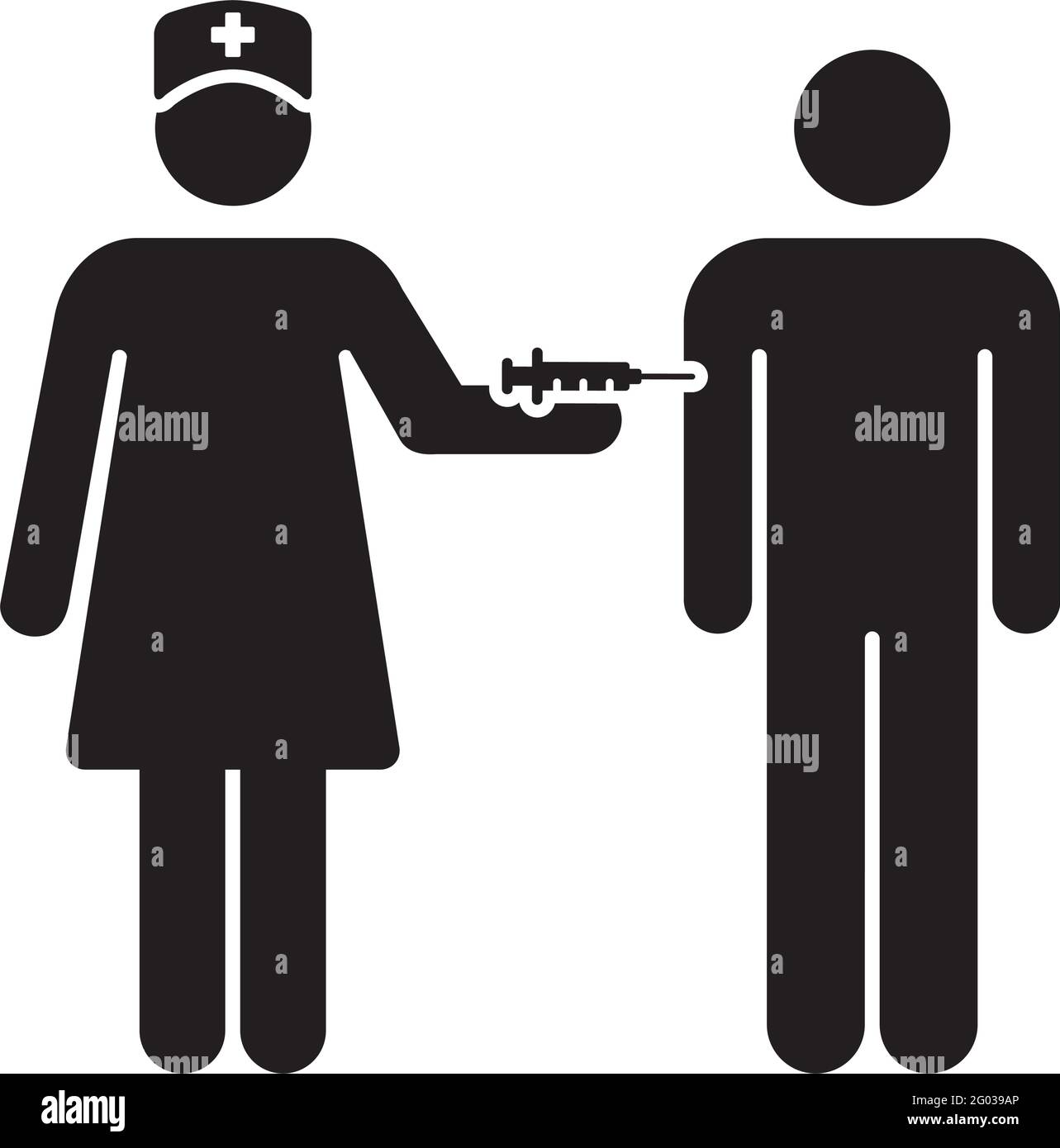 Vaccination icon vector with vaccine injection syringe person symbol ...