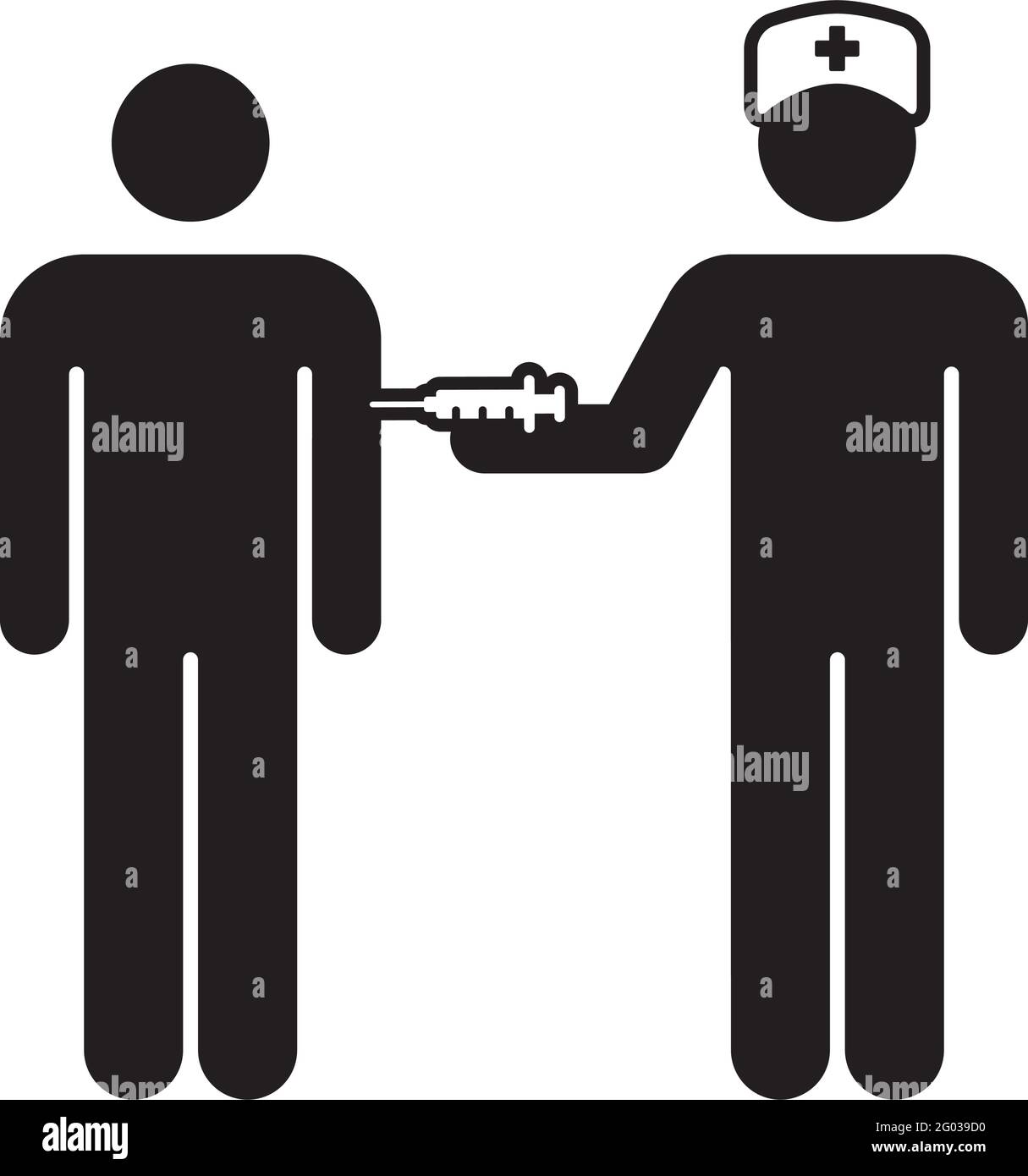 Vaccine icon vector with injection syringe person symbol for ...