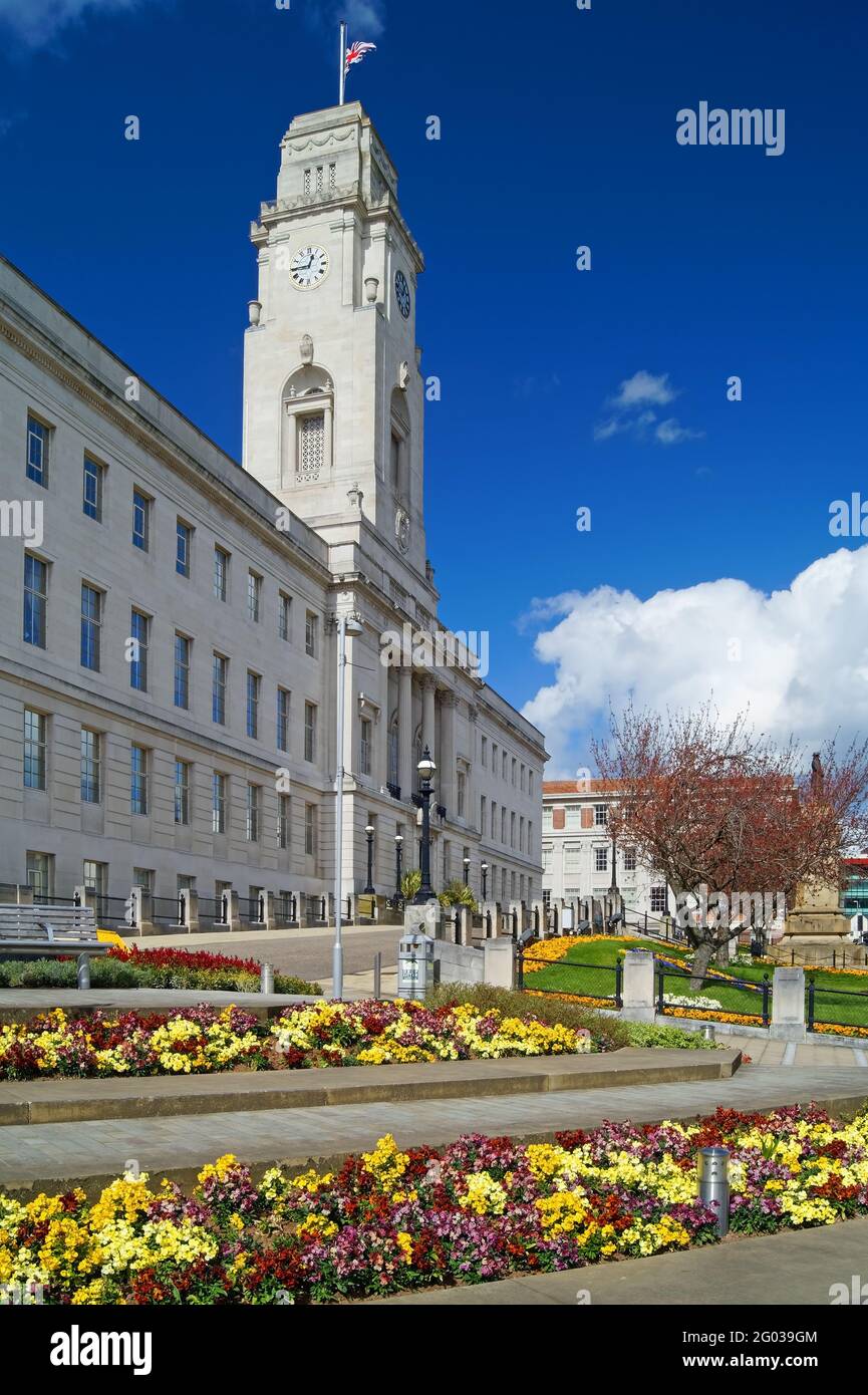UK,South Yorkshire,Barnsley,Town Hall and Centenary Square Stock Photo ...