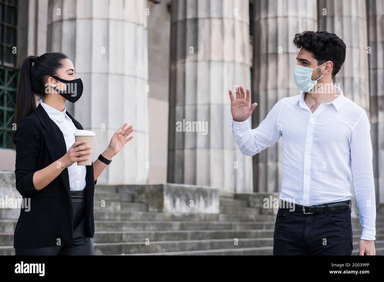 Business people keeping social distance Stock Photo - Alamy