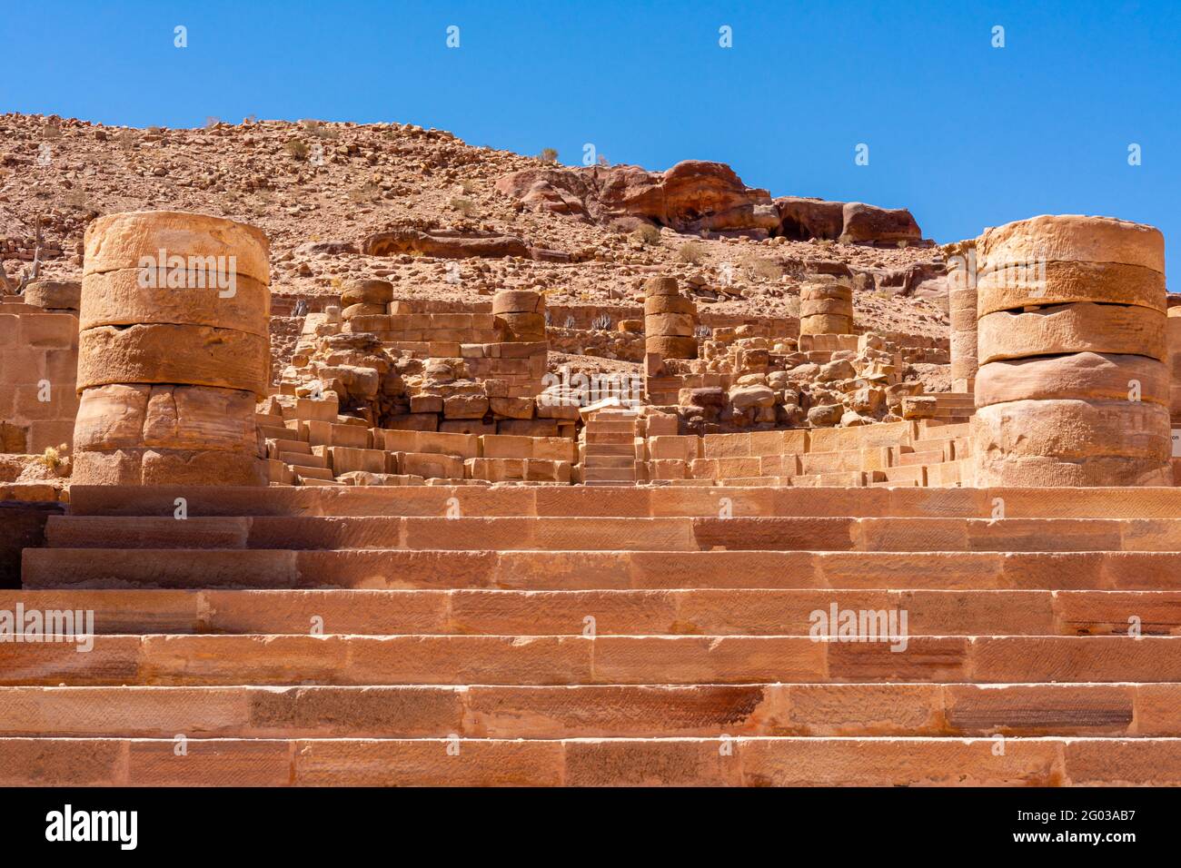 Upper part of staircase made of limestone leading to upper temenos ...