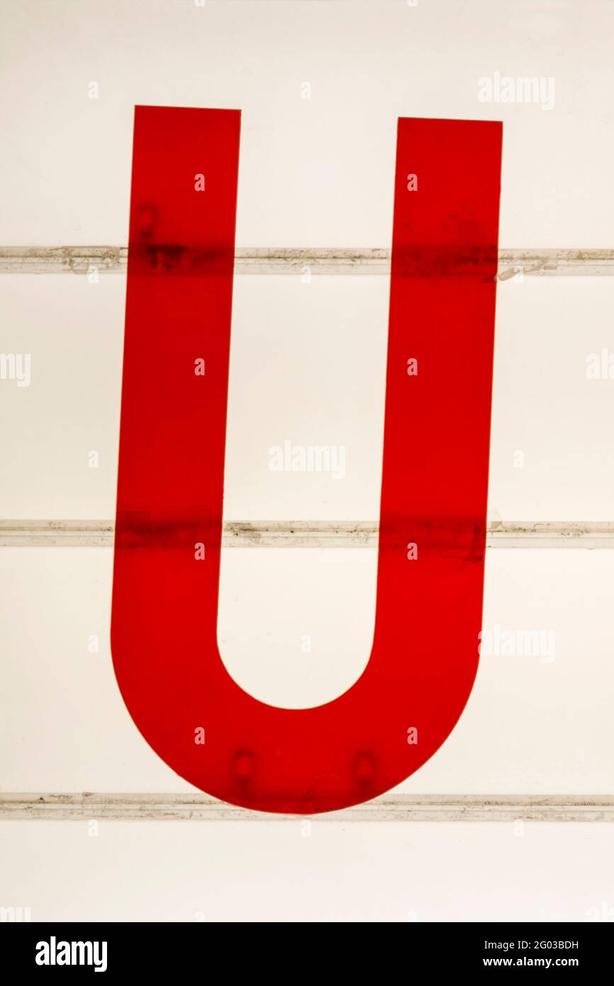 Red letter U on a shining billboard Stock Photo - Alamy