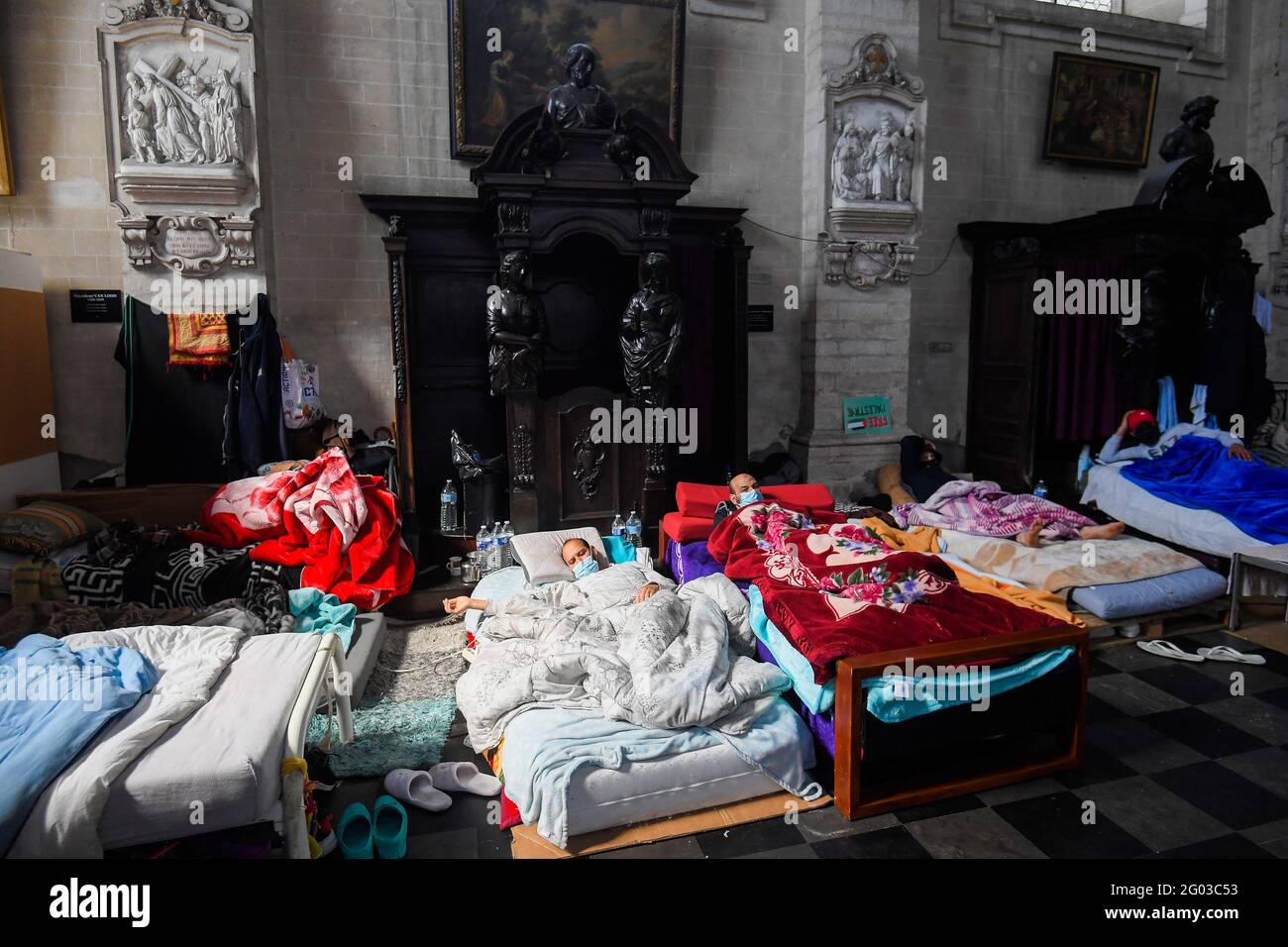 Illustration picture shows a press conference organised by people ...