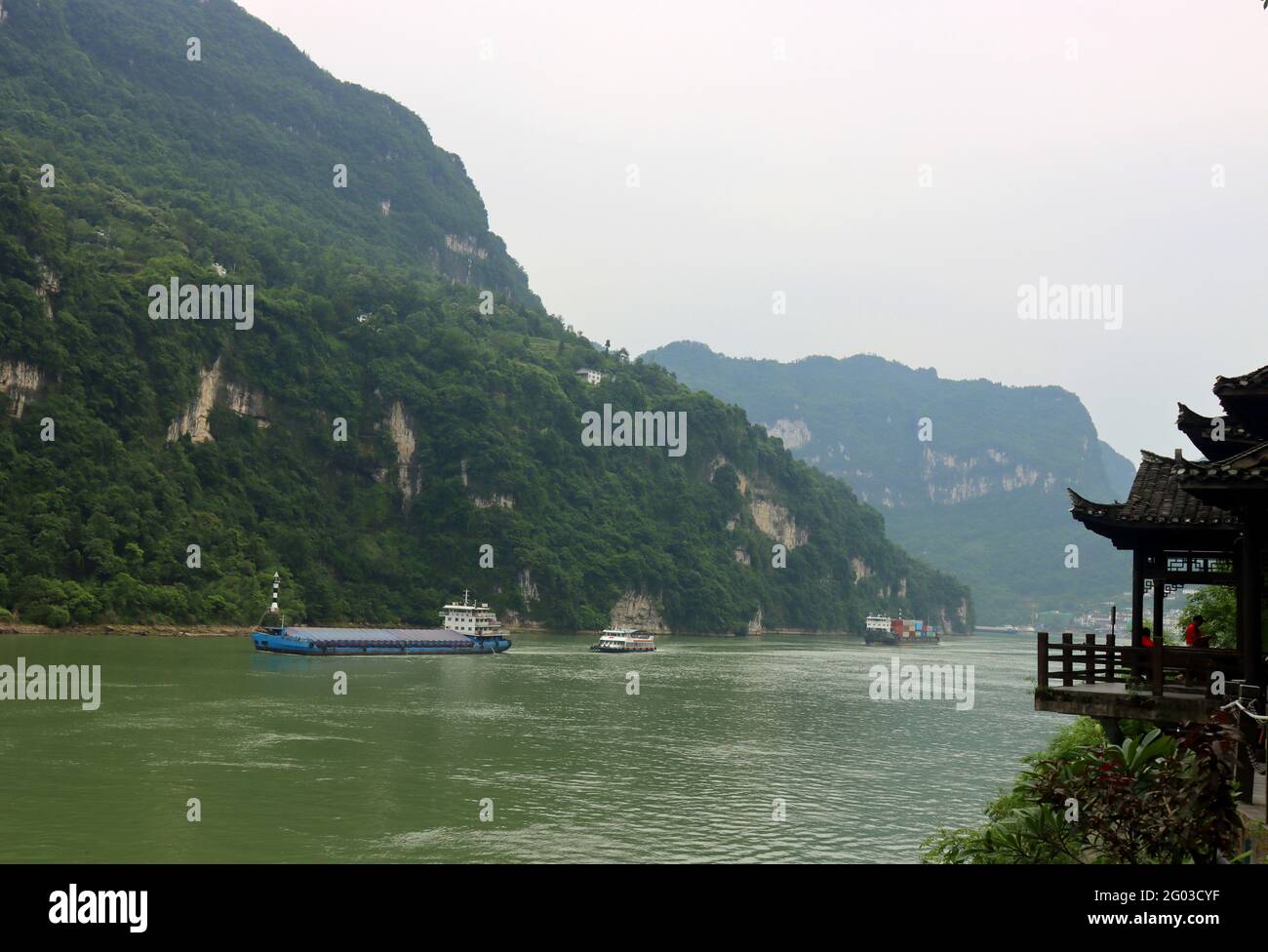 YICHANG, CHINA - MAY 29, 2021 - Ships sail along the Xiling Gorge of ...