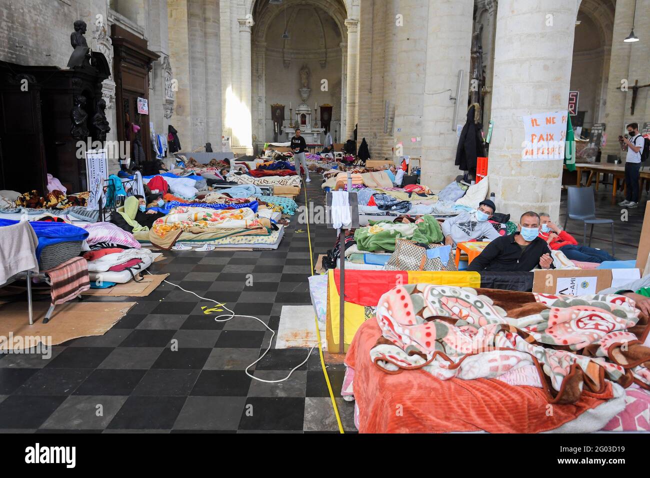 Illustration picture shows people without papers demanding ...