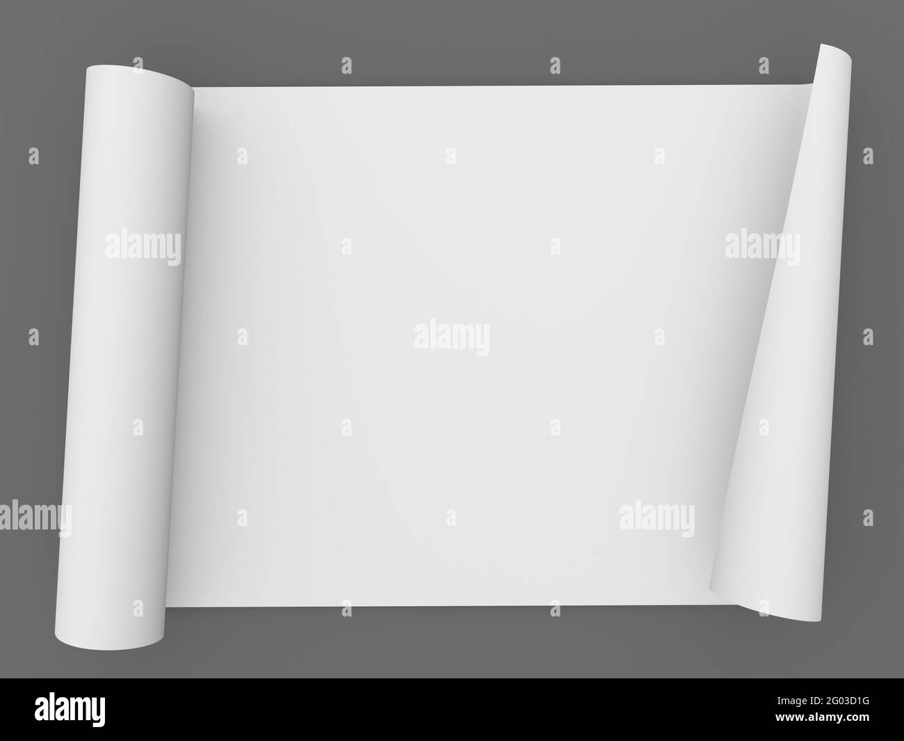 Paper scroll manuscript on gray background.3d render illustration Stock ...