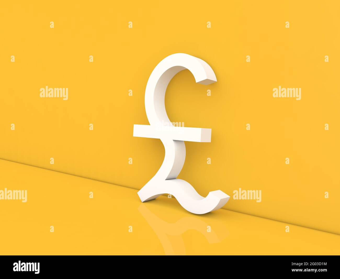 Pound sterling symbol on yellow background. 3d render illustration ...
