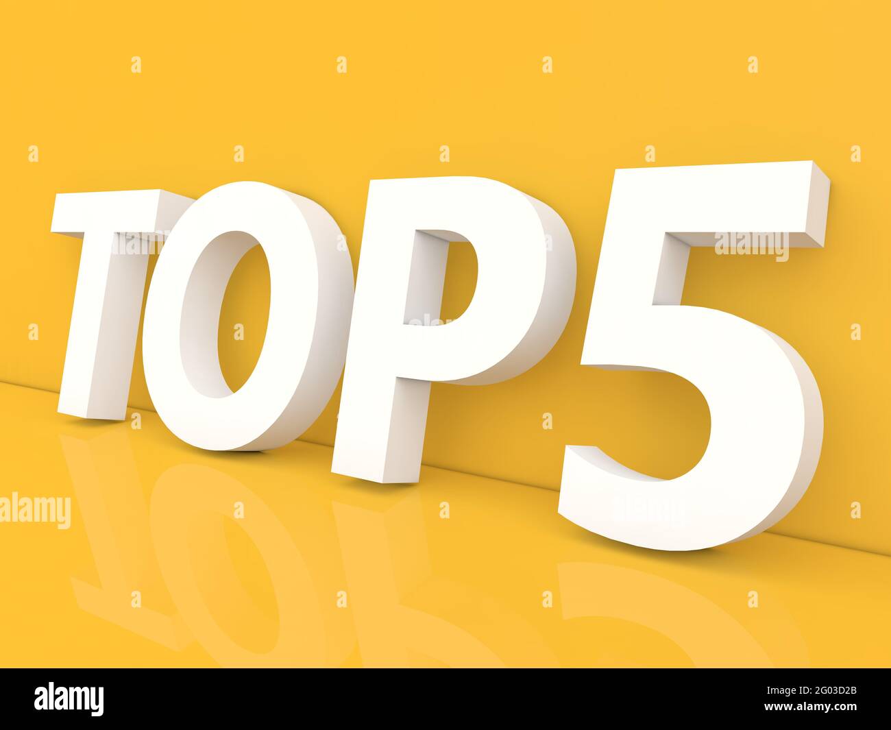 Top 5 lettering on a yellow background. 3d render illustration Stock ...
