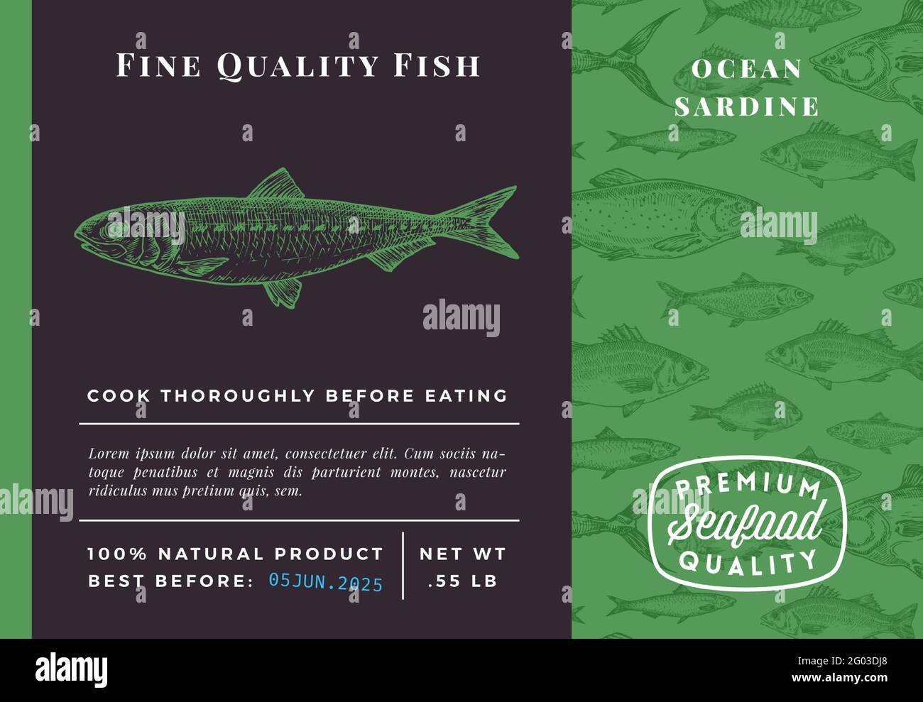 Premium Quality Ocean Sardine Abstract Vector Packaging Design or Label ...