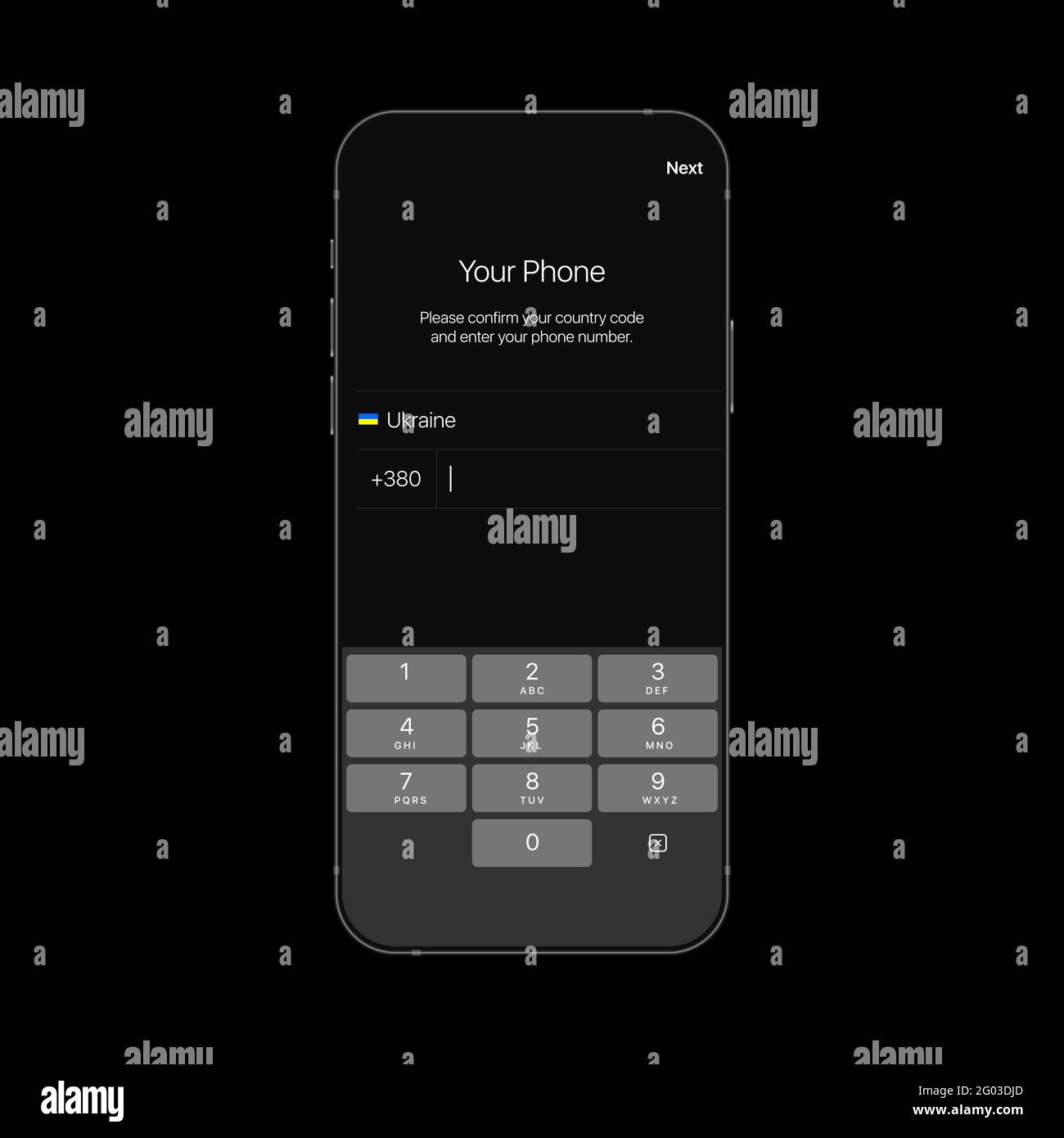 Enter Your Phone Number Interface. Registration Screen. Vector ...