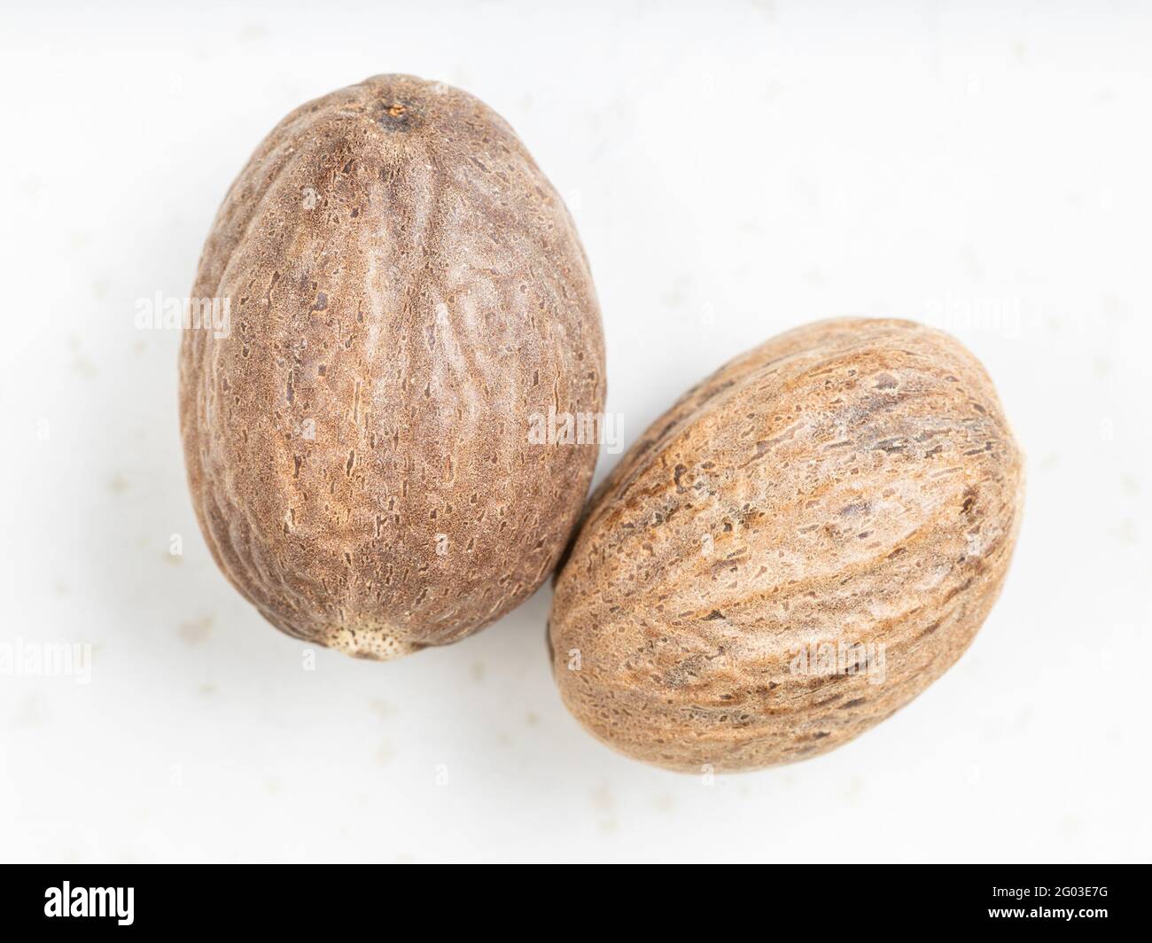 Nutmeg spice above white hi-res stock photography and images - Alamy