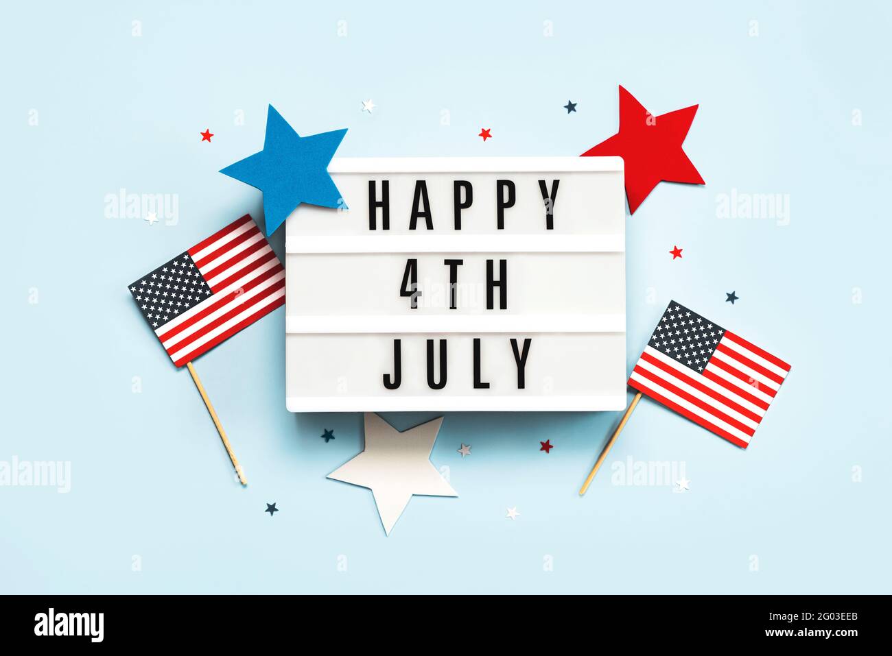 Happy Independence day July 4th.Lightbox with the text Happy July 4th ...