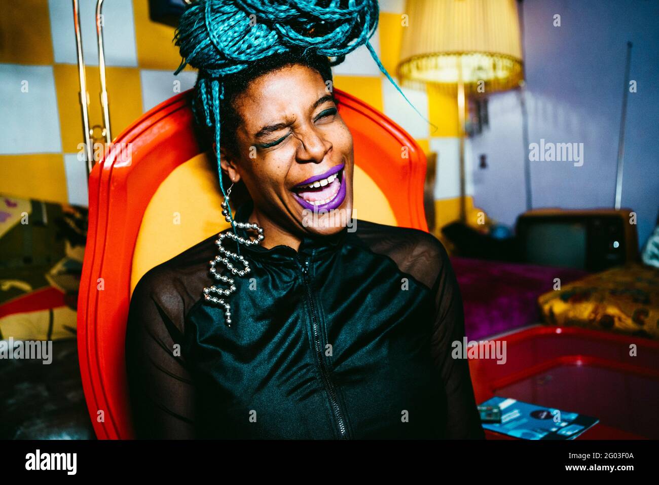 Person winking camera portrait face hi-res stock photography and images ...