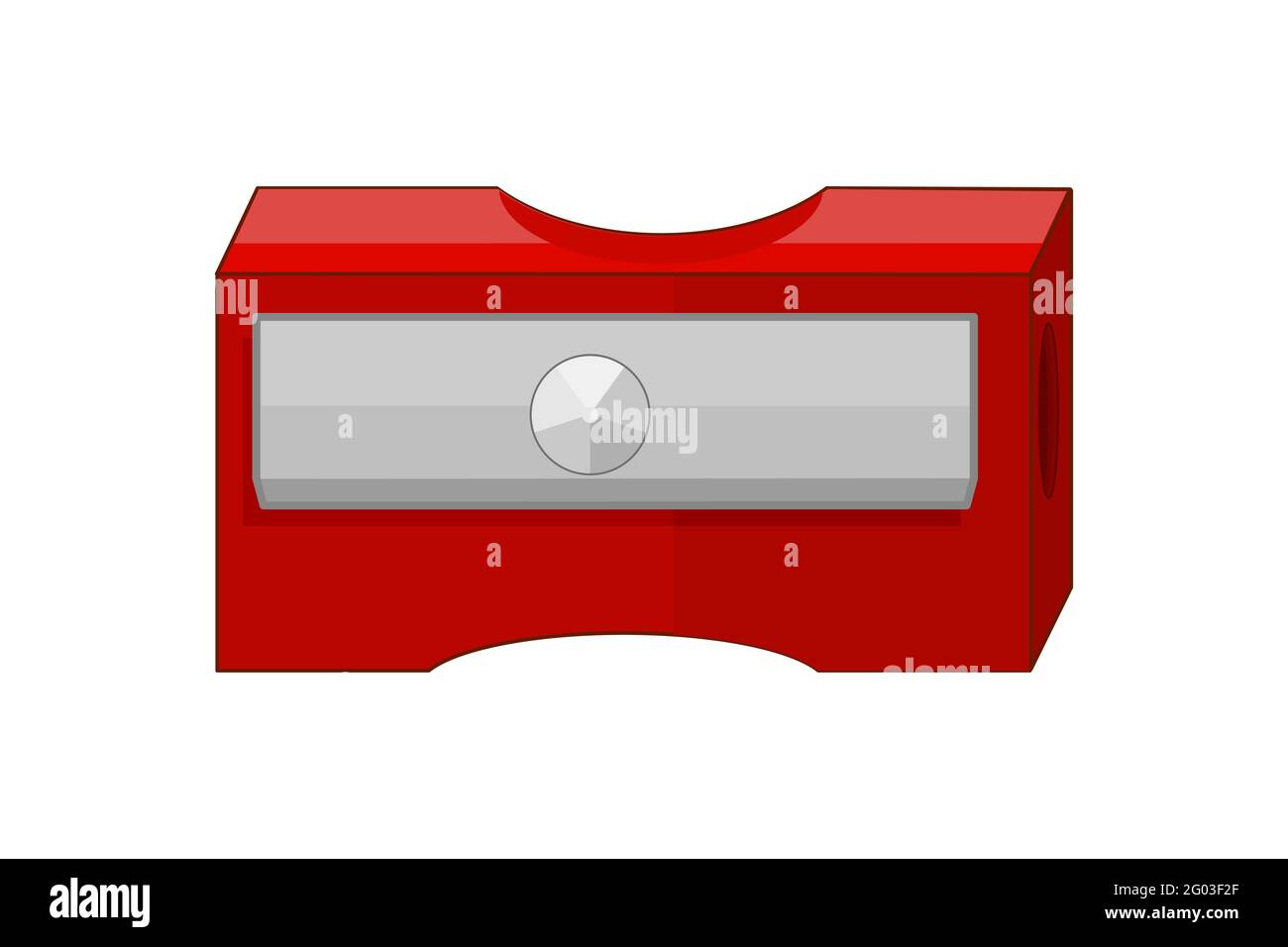 Pencil sharpener isolated on white background. Cartoon red sharpener ...