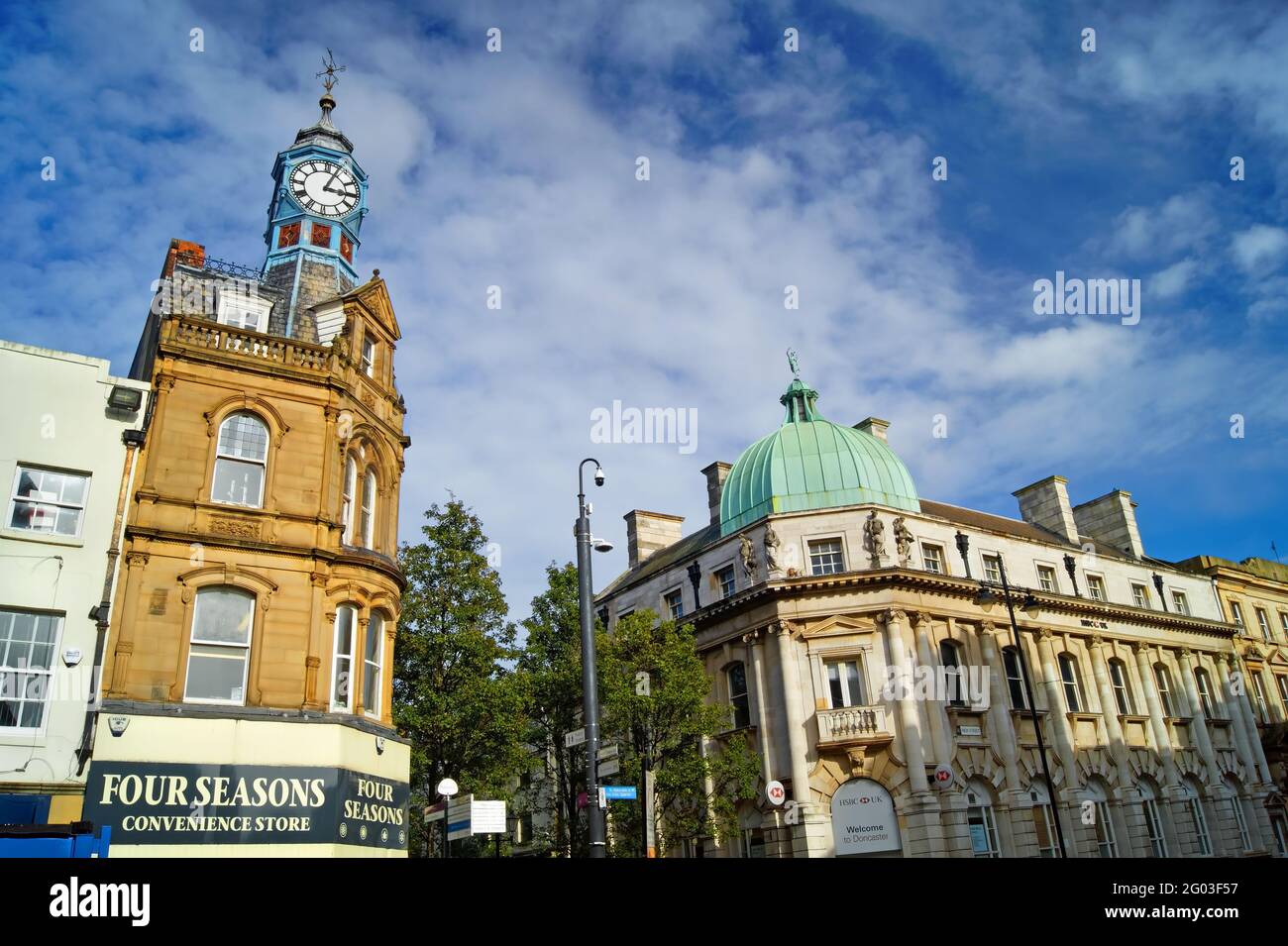 UK,South Yorkshire,Doncaster, Clock Corner on Frenchgate Stock Photo ...