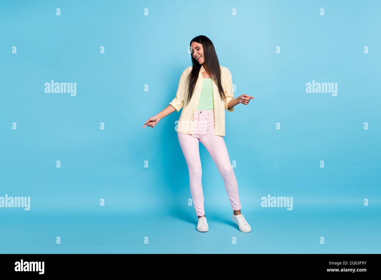 Full size photo of pretty positive person partying beaming smile ...