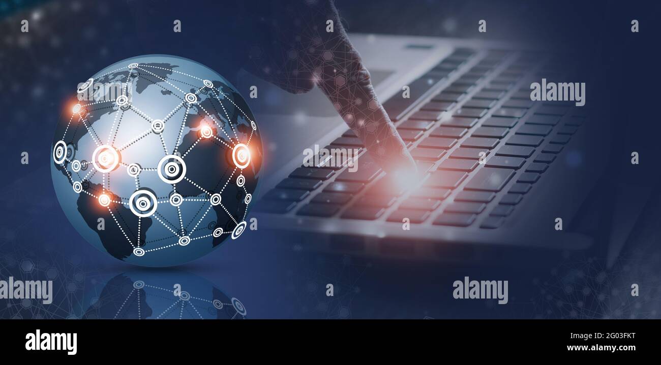web technology concept internet connection and communication banner ...