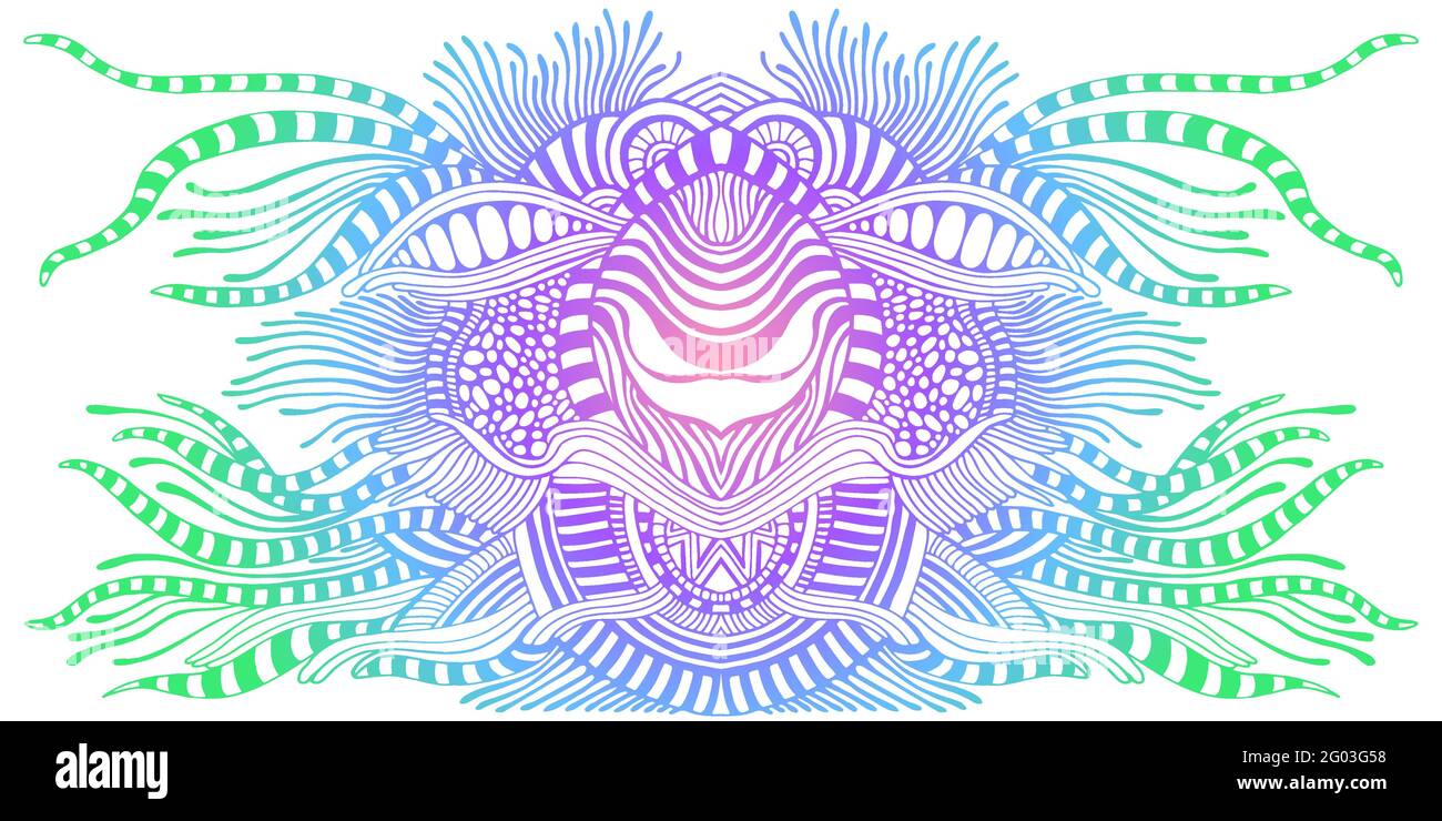 Vintage colorful alien fantastic psychedelic trippy abstract element ...