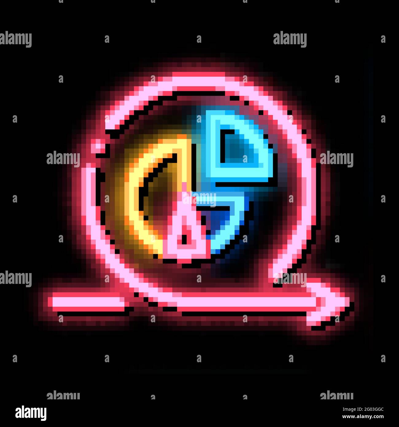 Round Graph In Center Agile Arrow Mark neon glow icon illustration ...
