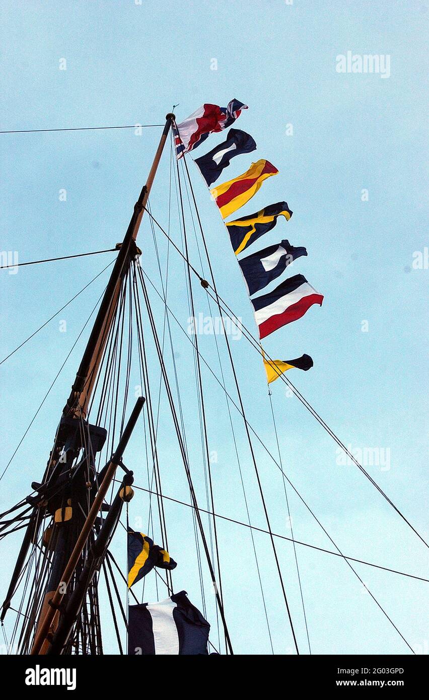 NELSON S FAMOUS SIGNAL ENFGLAND EXPECTS FLIES FROM THE MAST OF HMS ...