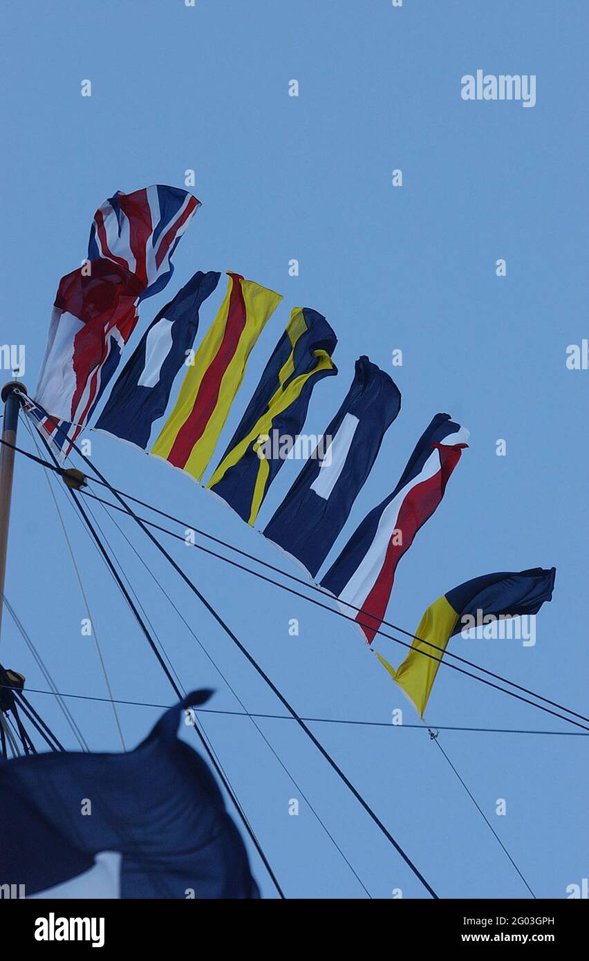 NELSON S FAMOUS SIGNAL ENFGLAND EXPECTS FLIES FROM THE MAST OF HMS ...