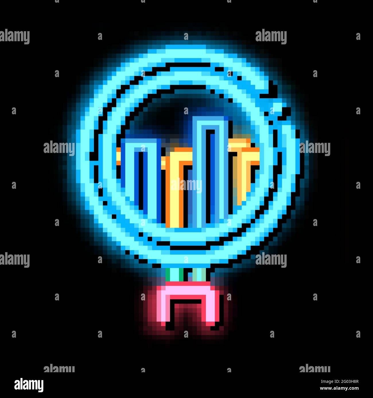 Graph In Magnifier Glass Agile Element neon glow icon illustration ...