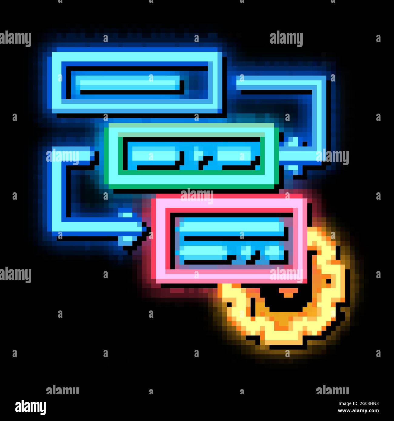 Gear Algorythm System Agile Element neon glow icon illustration Stock ...