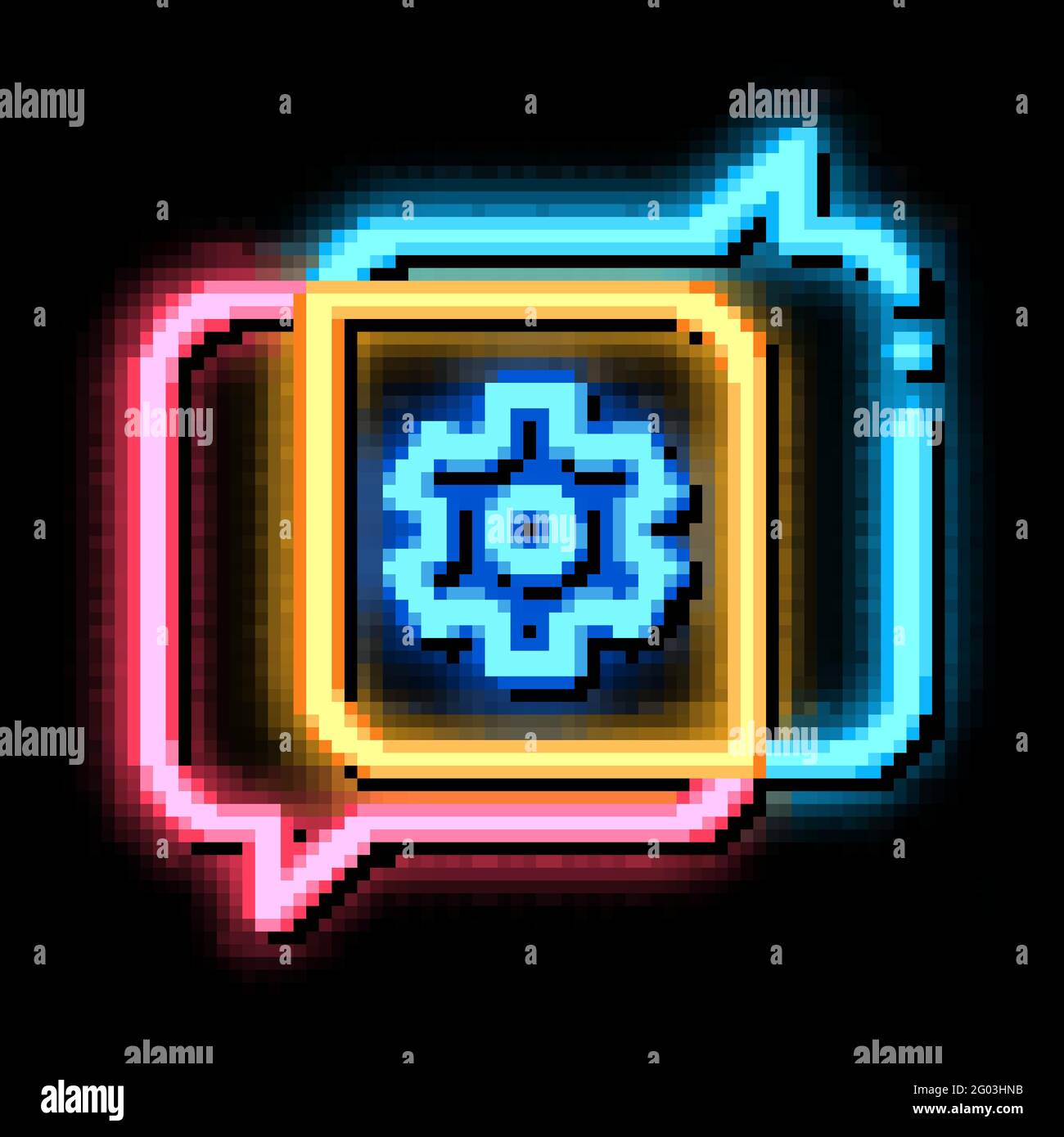 Gear In Quotation Frame Agile Element neon glow icon illustration Stock ...
