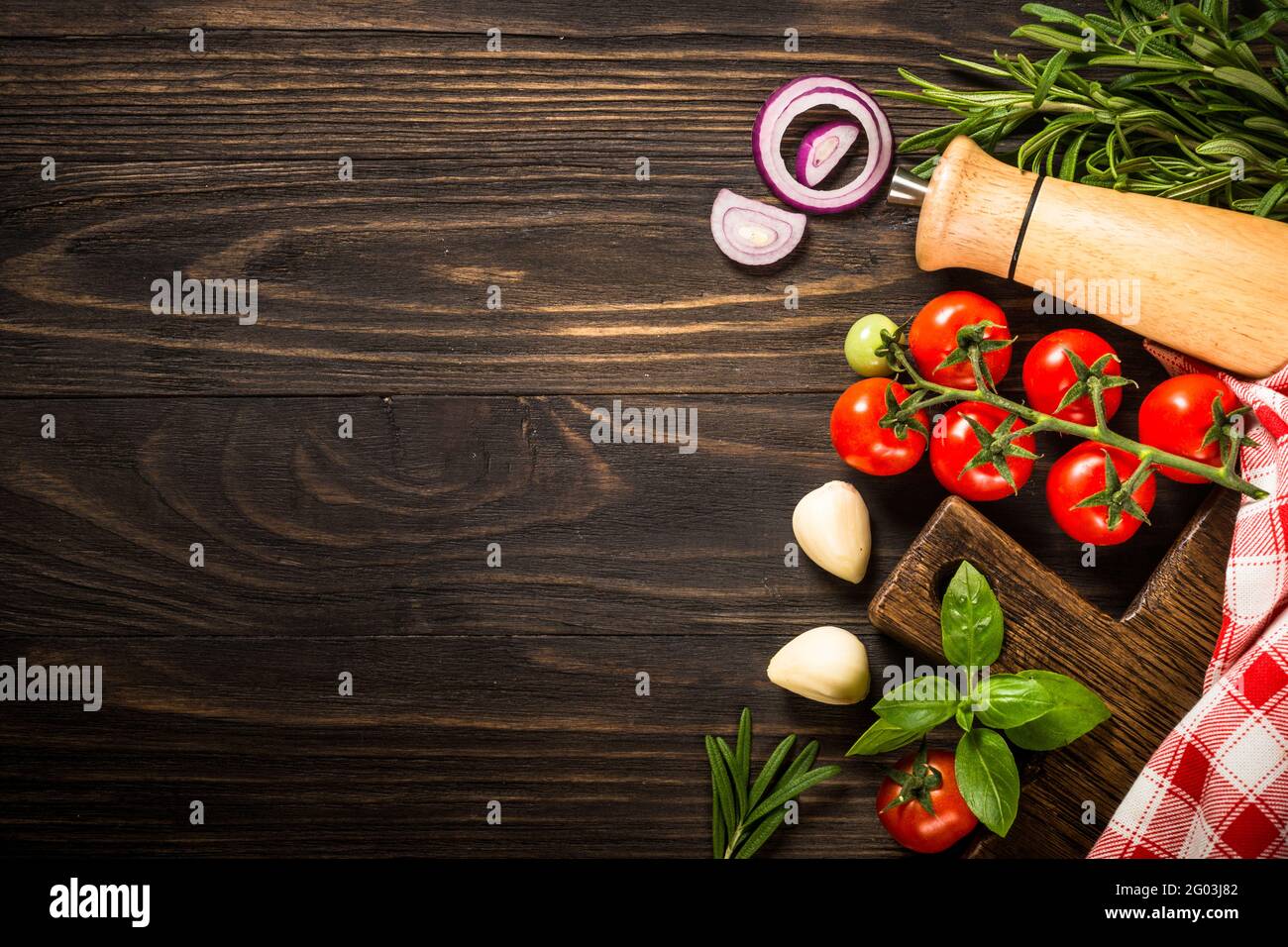 Food cooking background top view Stock Photo - Alamy