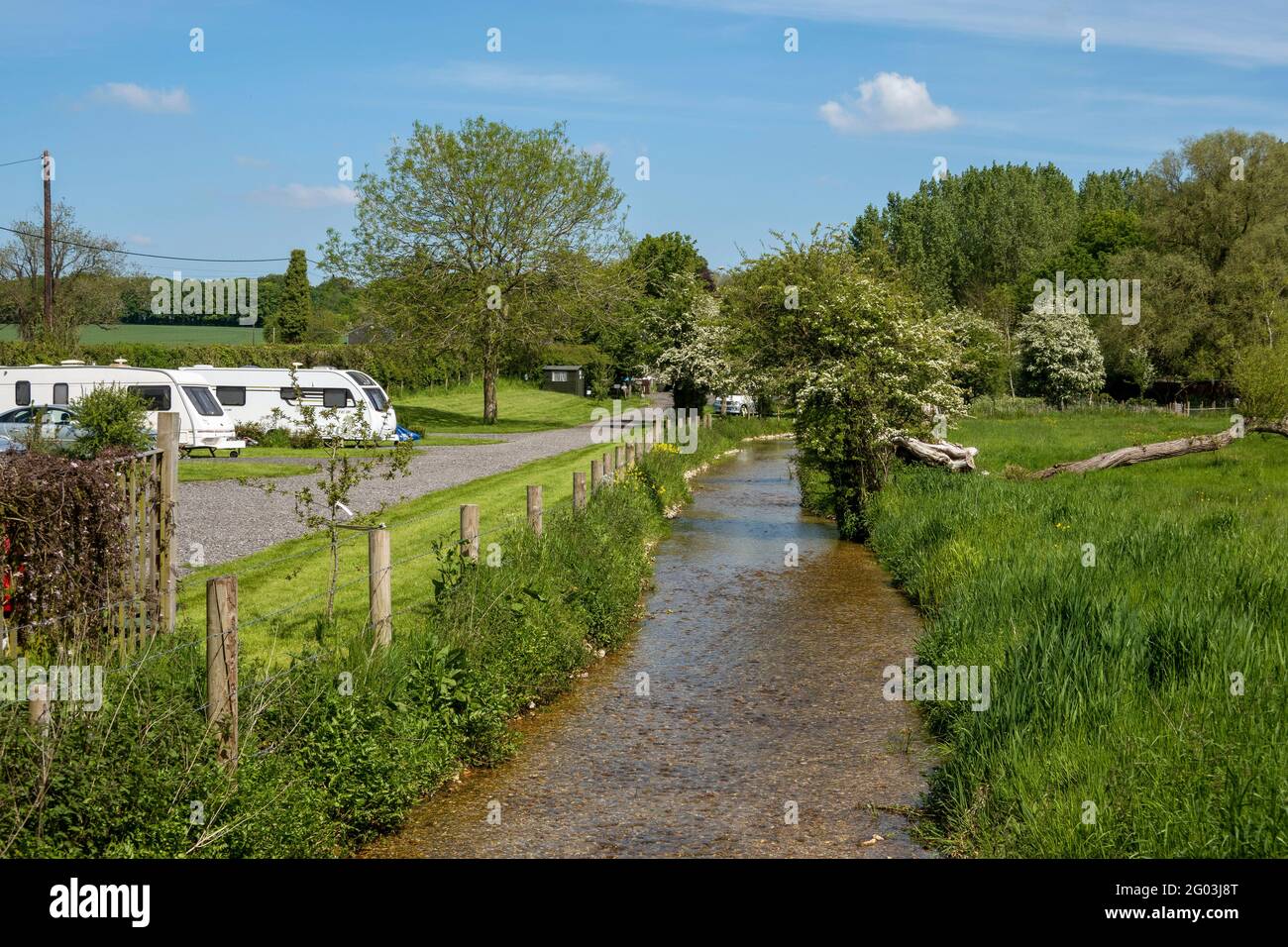 Hampshire southern England, UK. 2021. Camping and caravan site ...