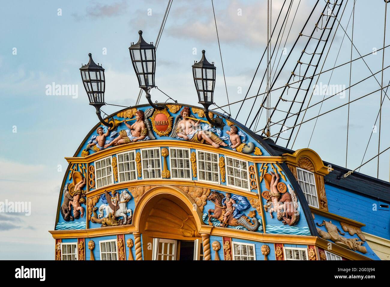 Sculptures and other decorative elements of the Russian 54-gun sailing ...