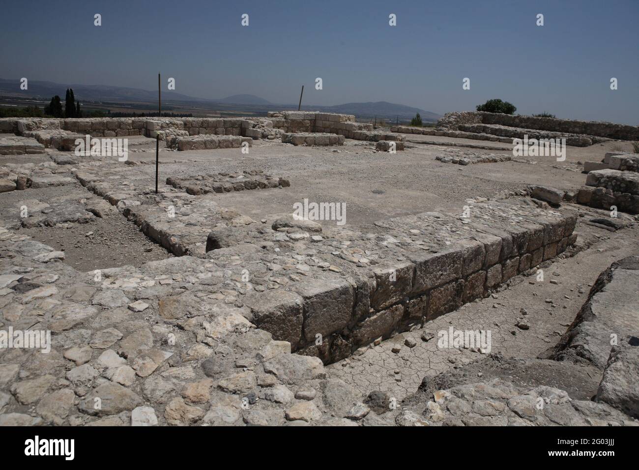 Tel Megiddo or Armageddon, the ruined Northern Palace and the city ...