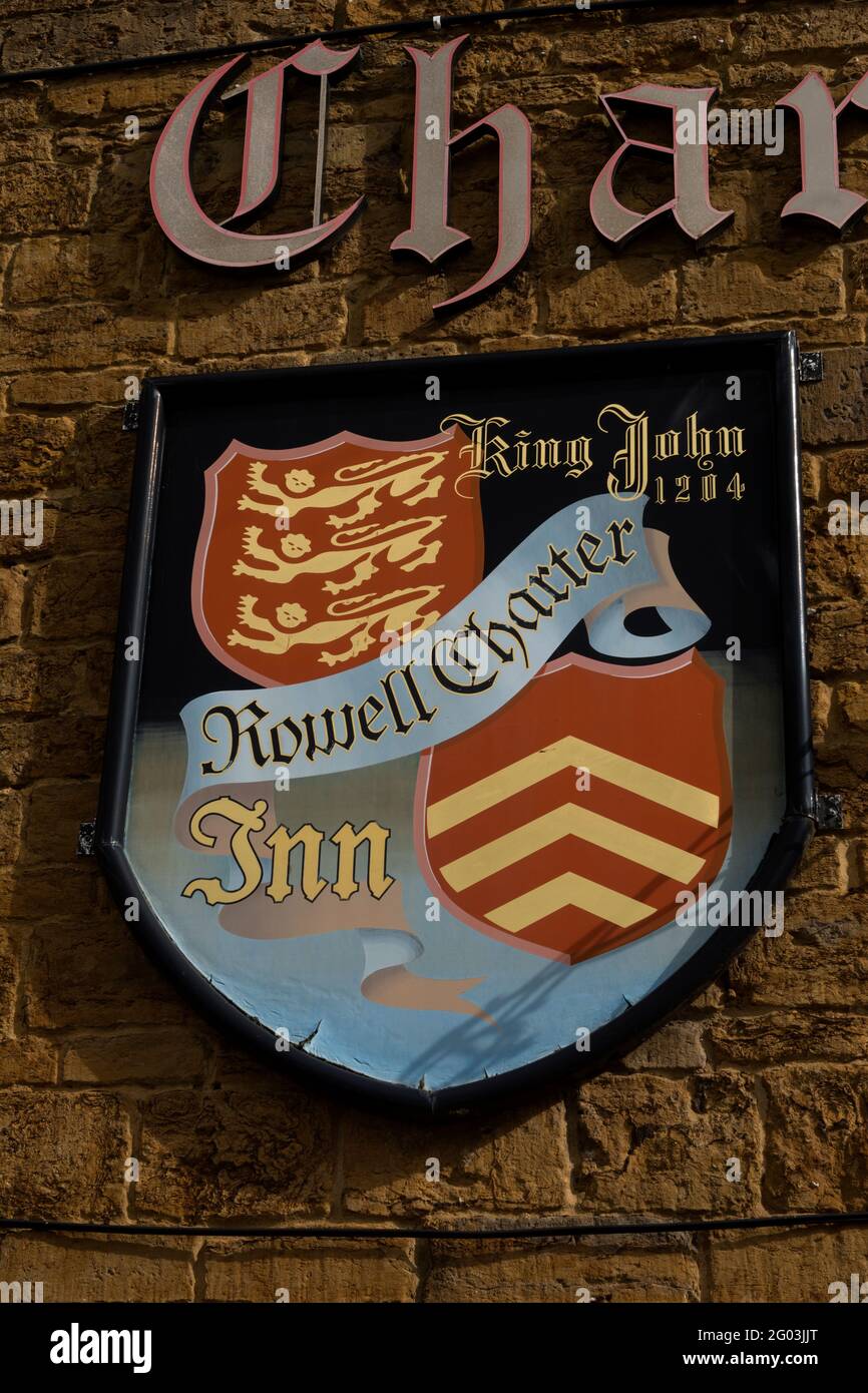 The Rowell Charter Inn sign, Rothwell, Northamptonshire, England, UK ...