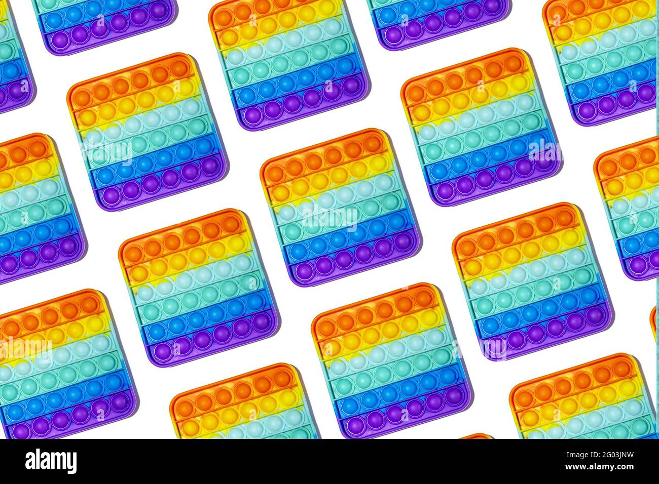 Pattern Colorful pop it toys close up. Isolate on white background ...