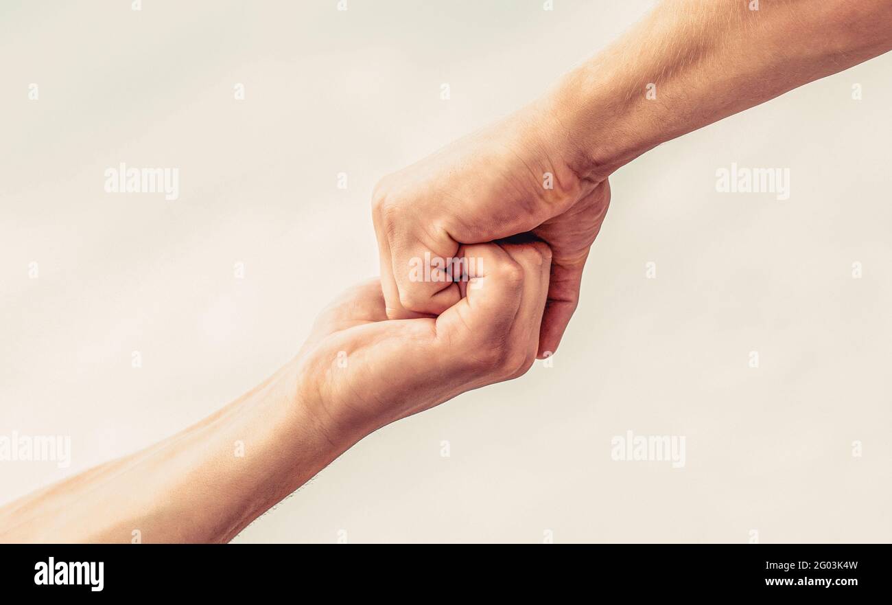 Helping hand outstretched. Friendly handshake, friends greeting ...