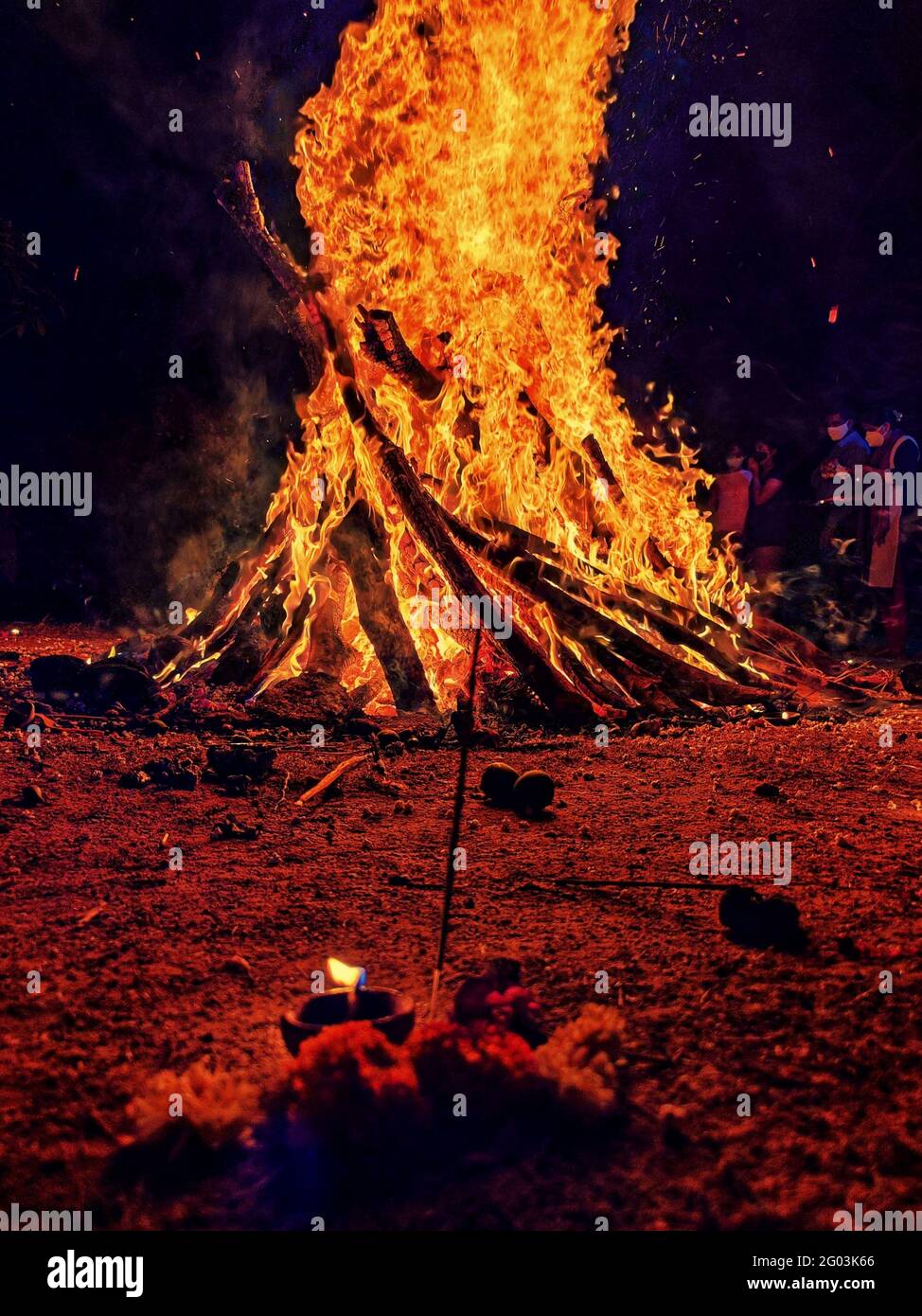 Fire lit up on the occasion of Holi festival in India Stock Photo - Alamy